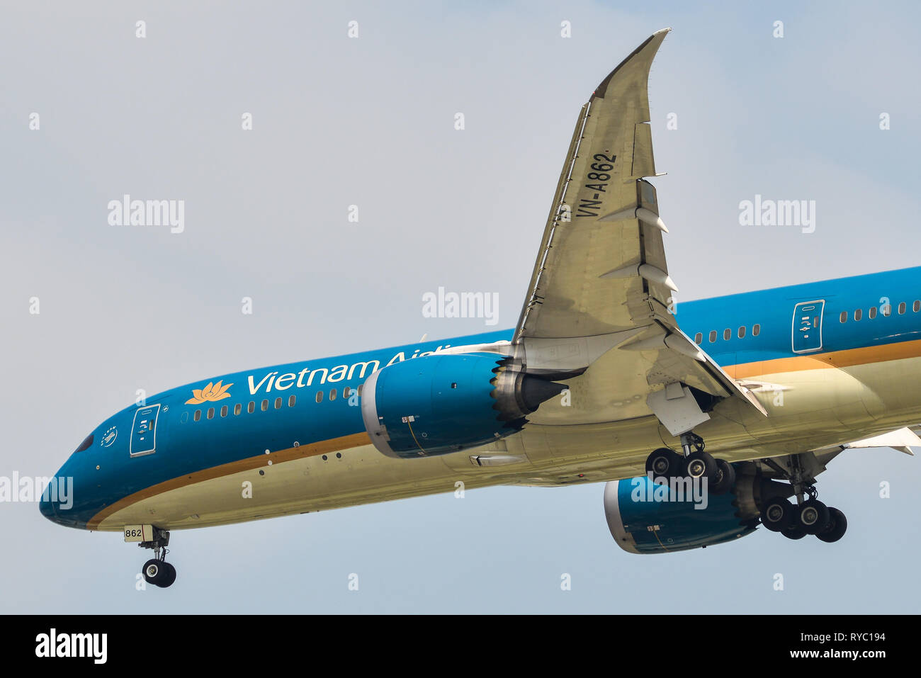 Saigon, Vietnam - Mar 11, 2019. A Boeing 787-9 Dreamliner of Vietnam ...