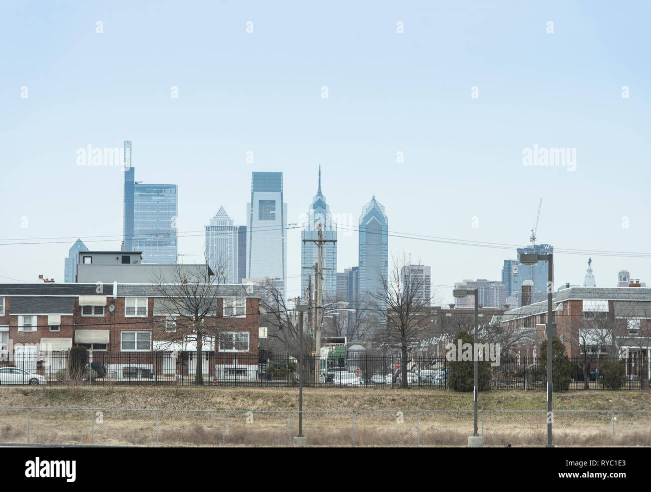 urban landscape of skyscrapers in Philadelphia center city business ...