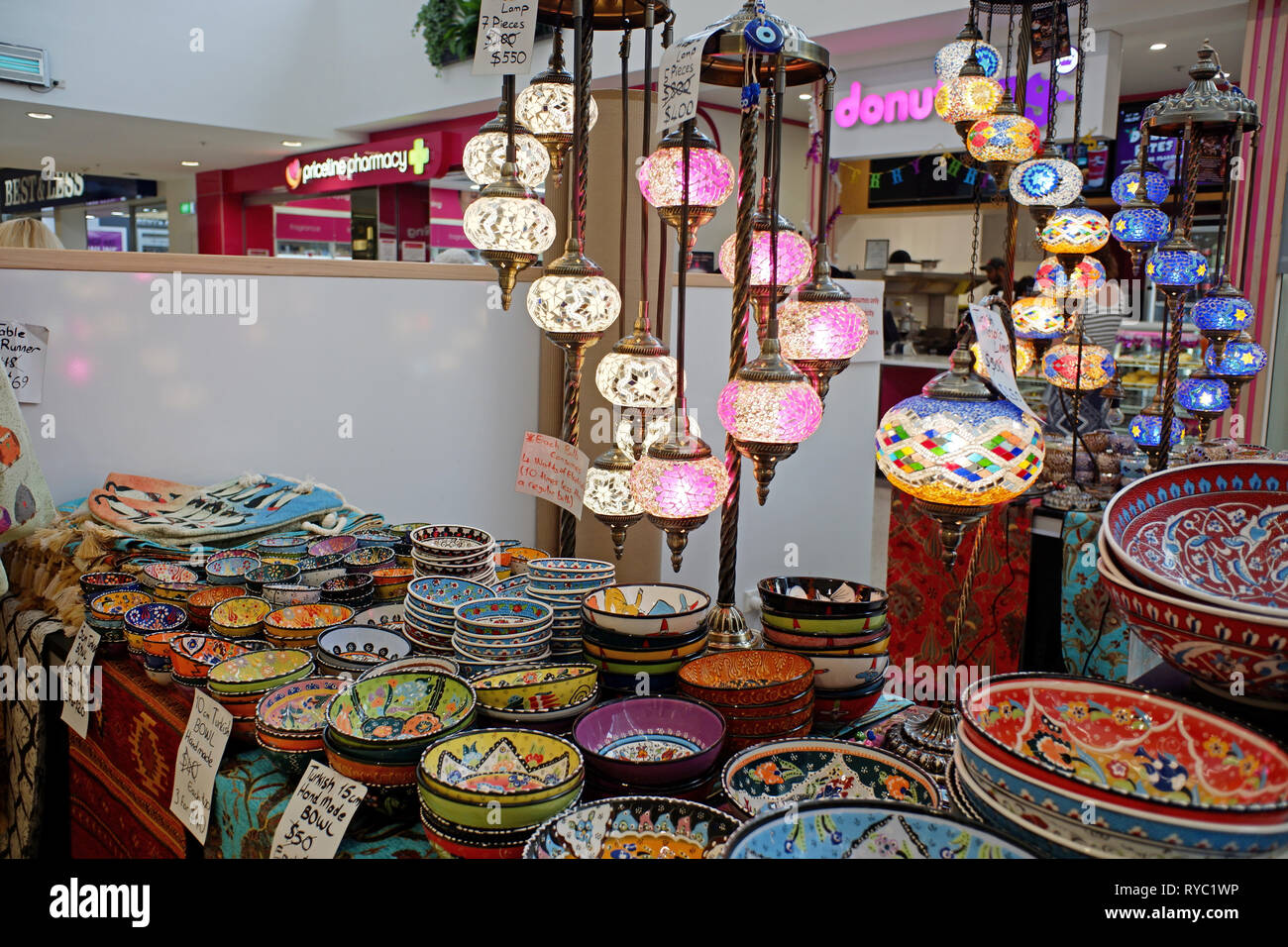 LEAD LIGHT LAMPS and COLOURFULL DISHES Stock Photo - Alamy