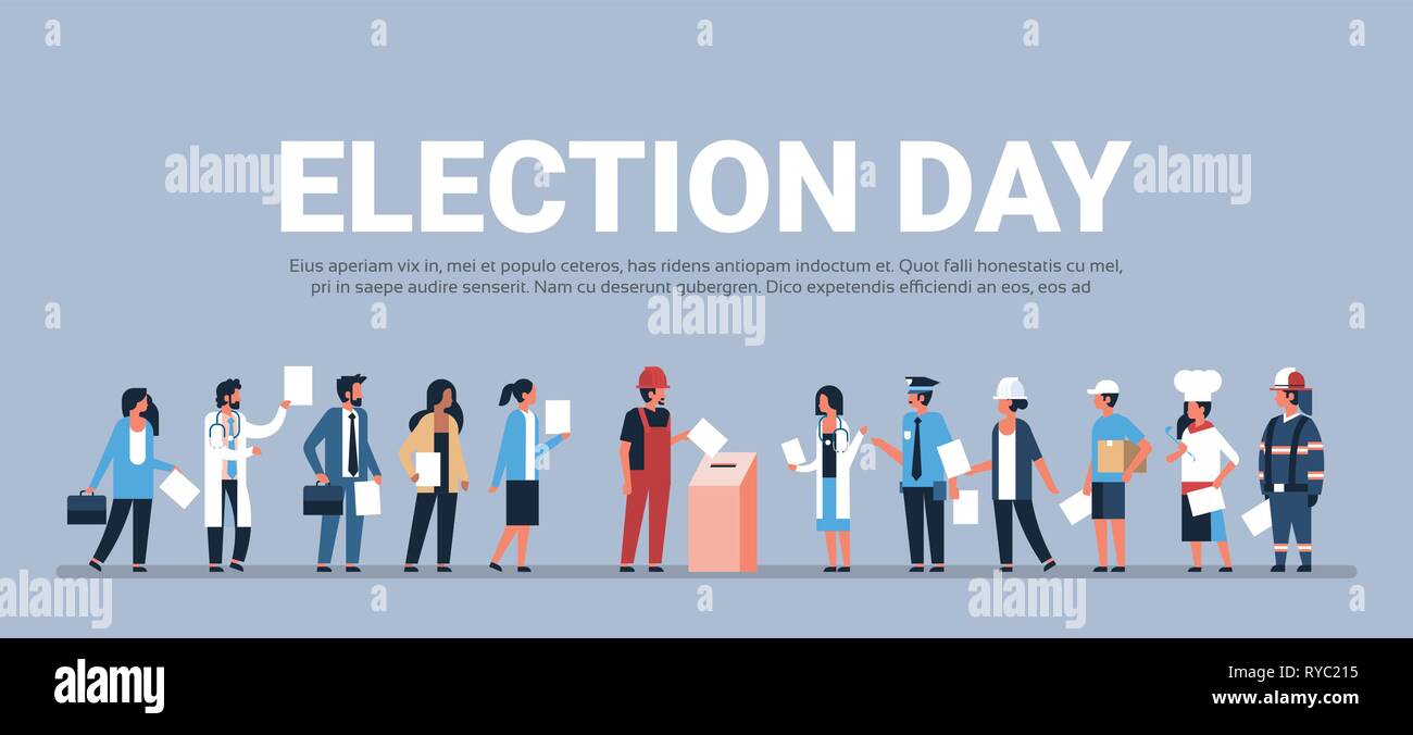election day concept different occupations voters casting ballots at ...