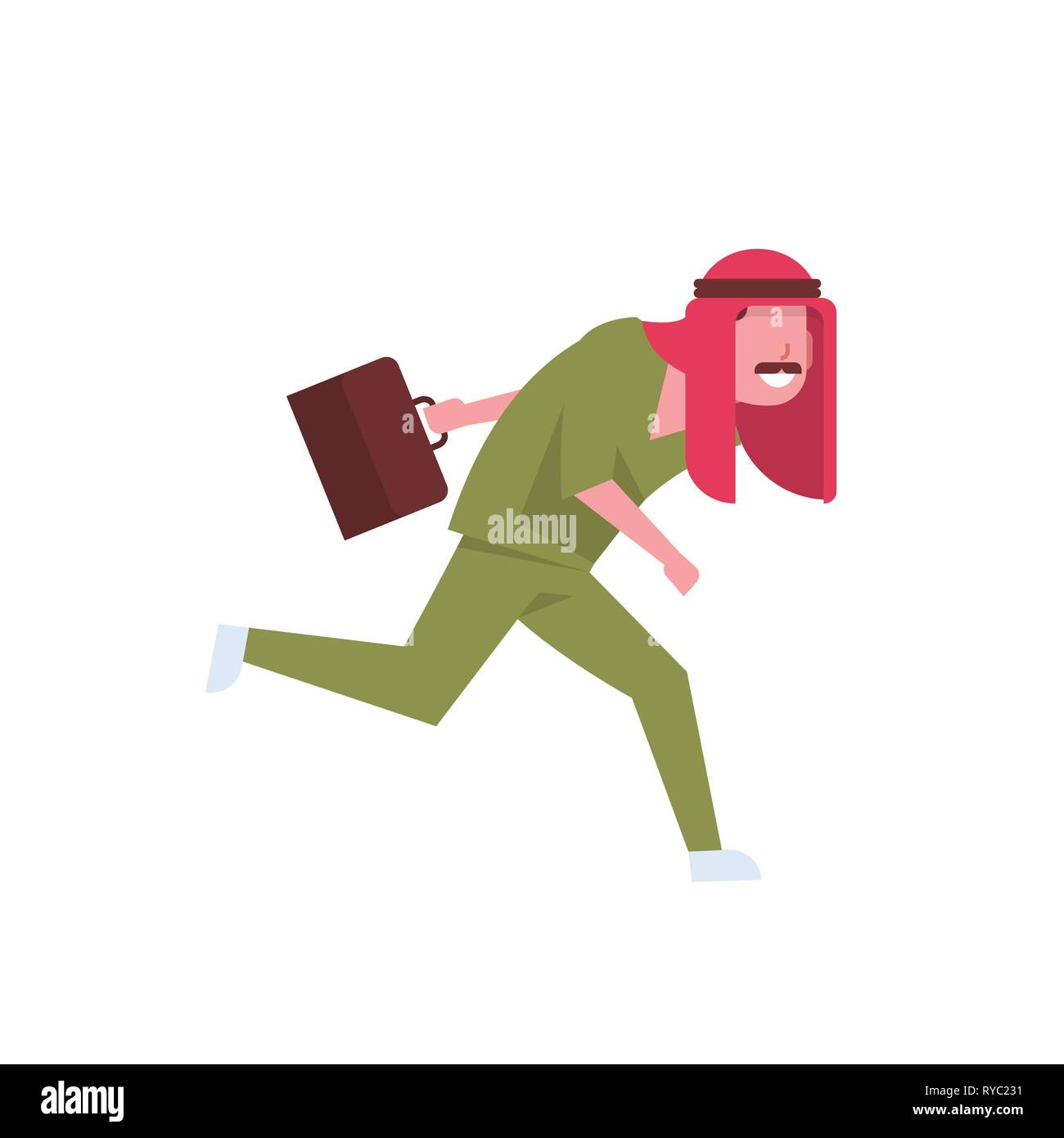arab male doctor with briefcase running to patient arabic man in ...