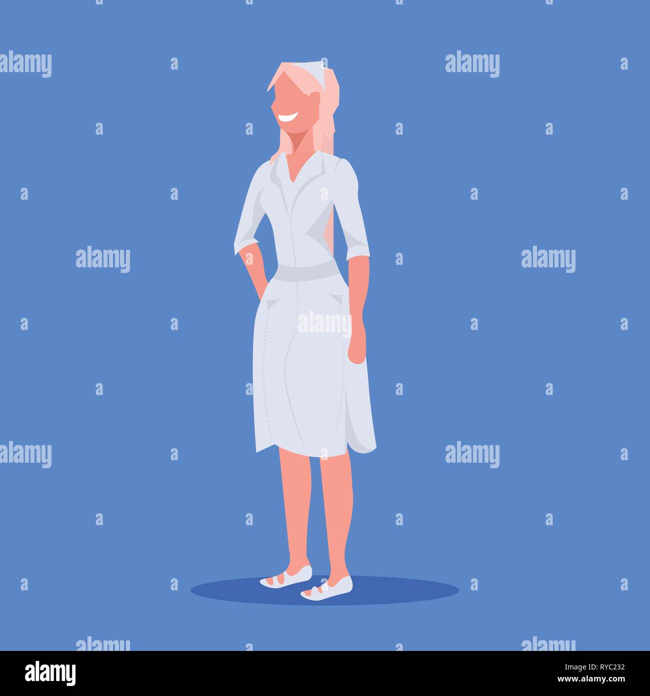 female doctor nurse blonde woman medical clinic worker in white uniform ...