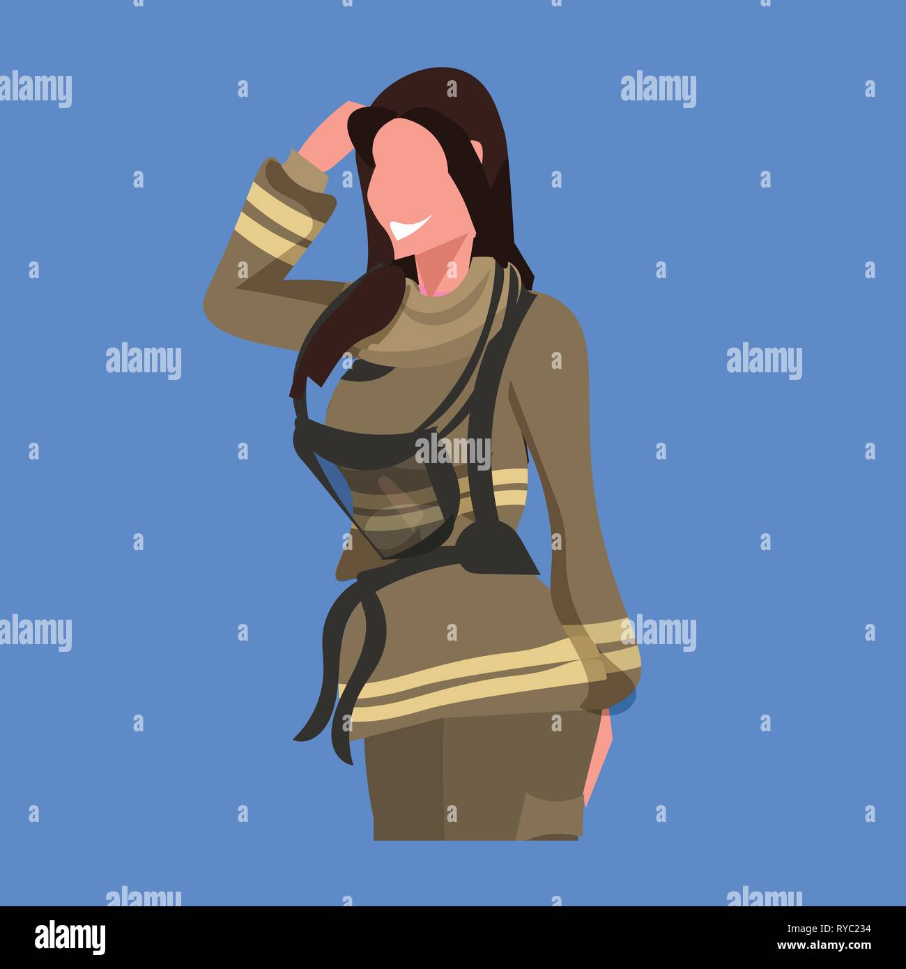 firewoman in uniform woman fire fighter professional occupation concept ...