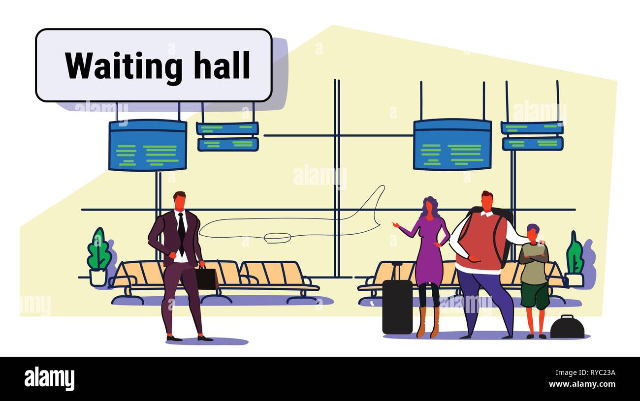 Waiting In Line At The Airport Clipart