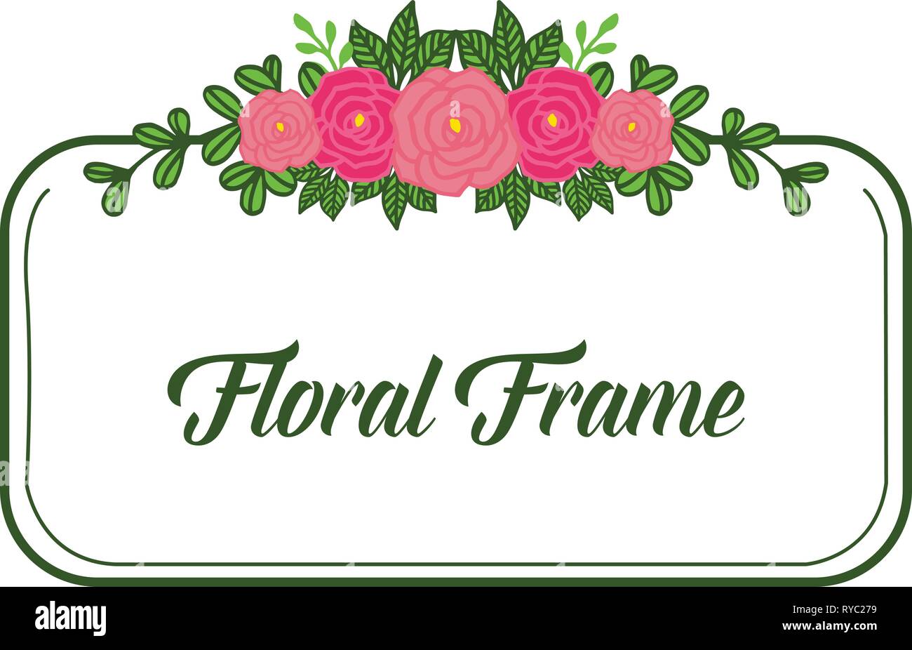 Vector illustration decoration pink flower frames blooms hand drawn ...