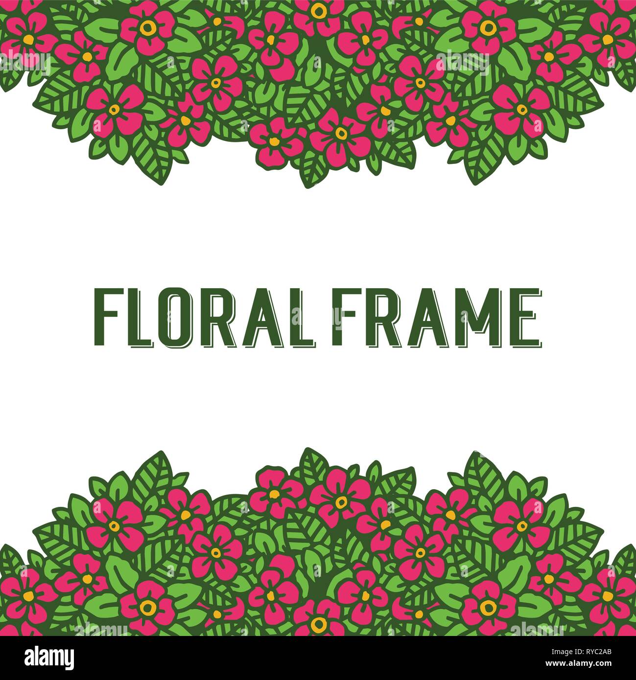 Vector illustration beauty crowd red floral frame hand drawn Stock ...