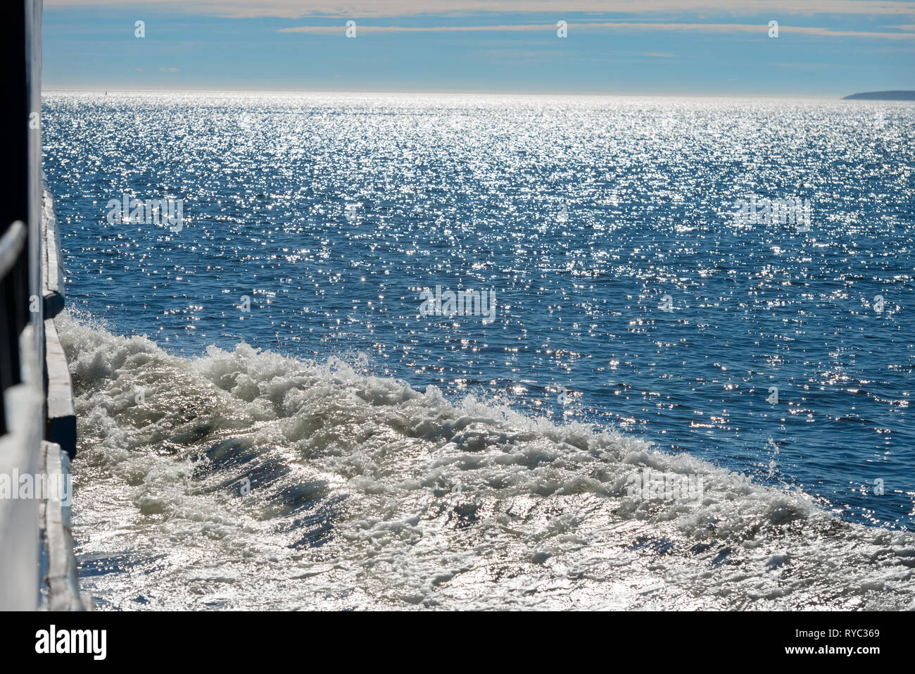 The trail from the ship on the White Sea Stock Photo - Alamy