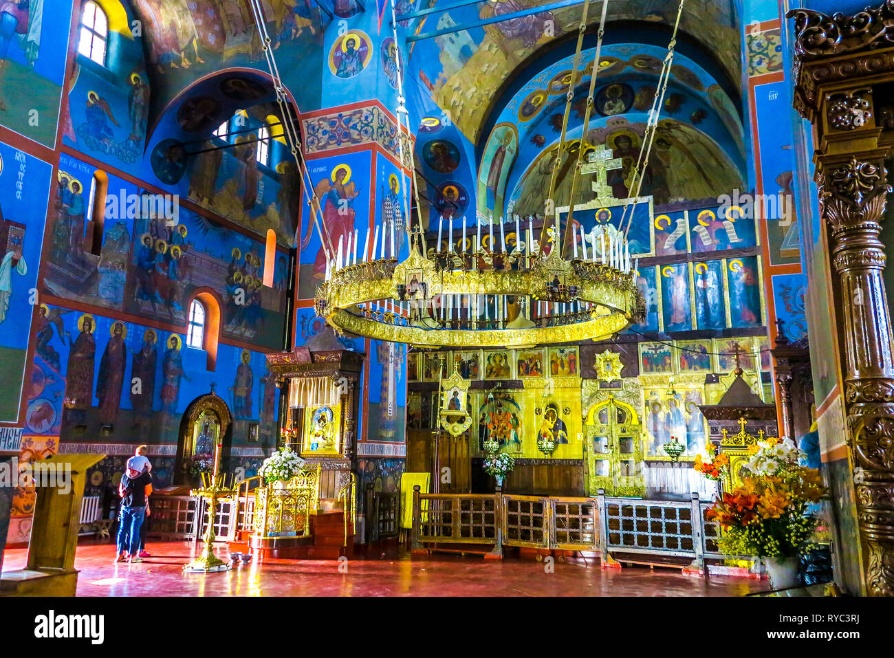 Pochaiv Lavra Orthodox Christian Monastery Complex Trinity Cathedral Interior Chandelier with ...