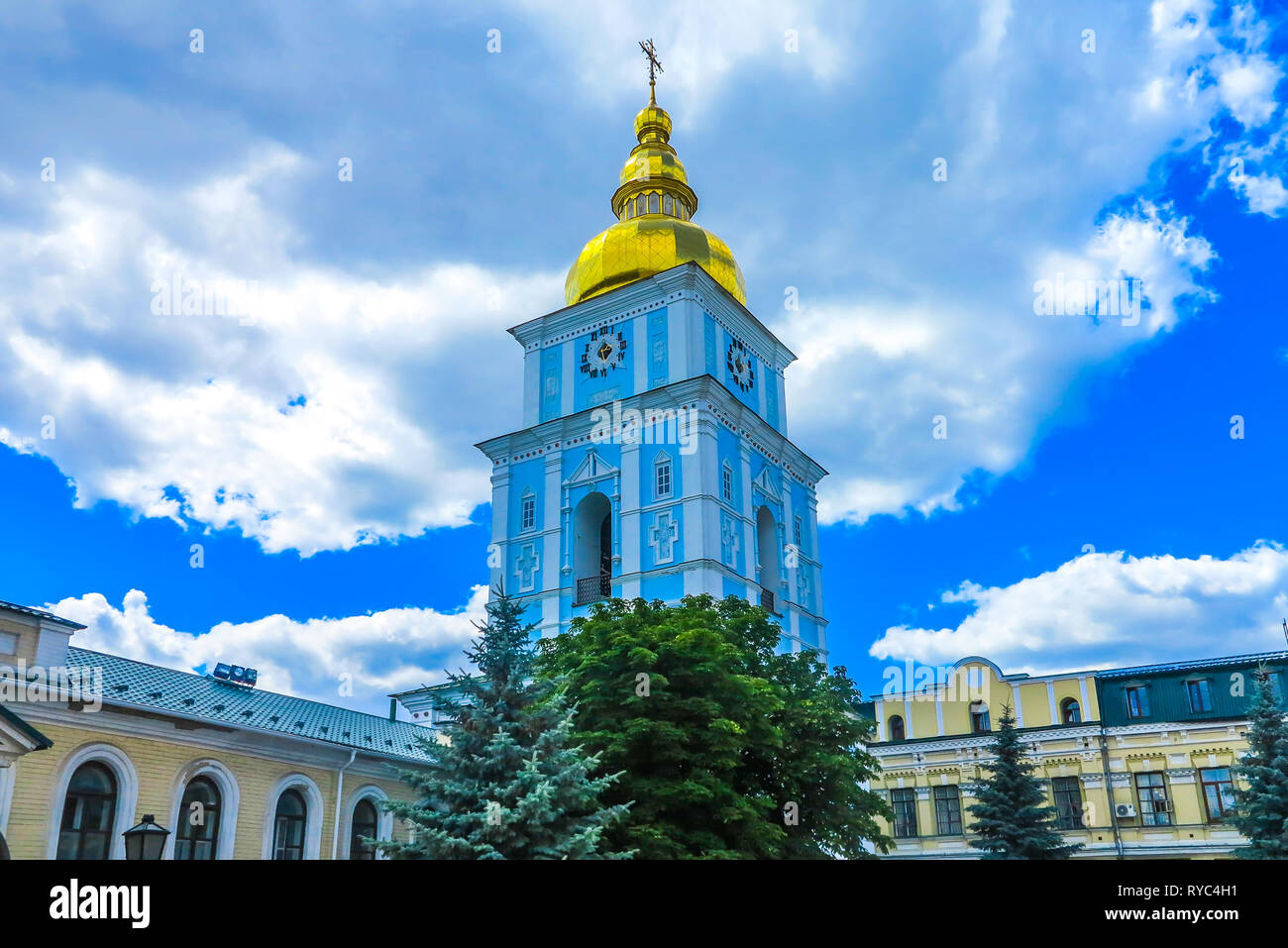 Kiev Saint Michael's Golden Domed Monastery Bell Tower Back View Stock ...