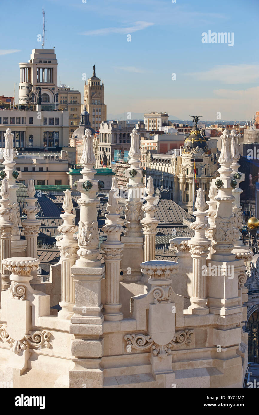 Madrid skyline city center. Downtown traditional buildings. Travel in ...