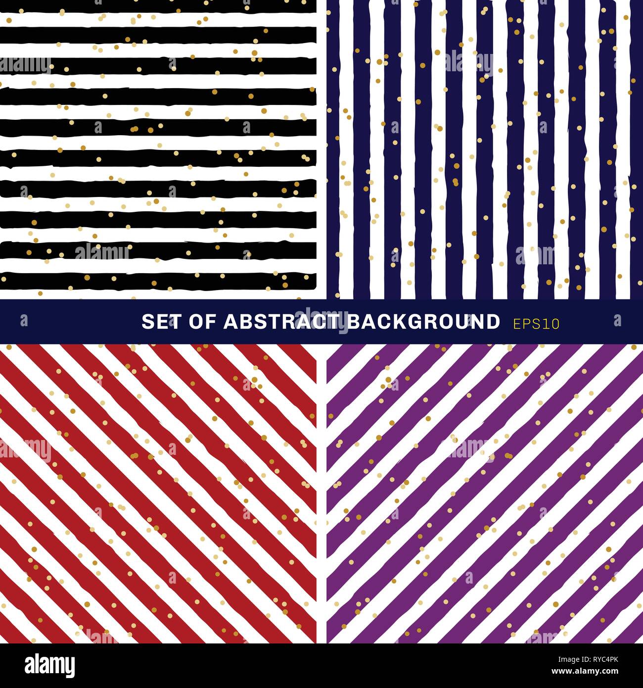 Set of abstract black, blue, red, purple, white striped on trendy ...