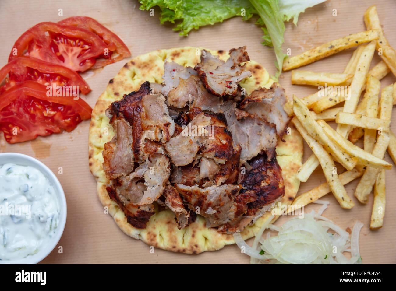 Shawarma, gyros pita. Traditional turkish, greek meat food on pita ...