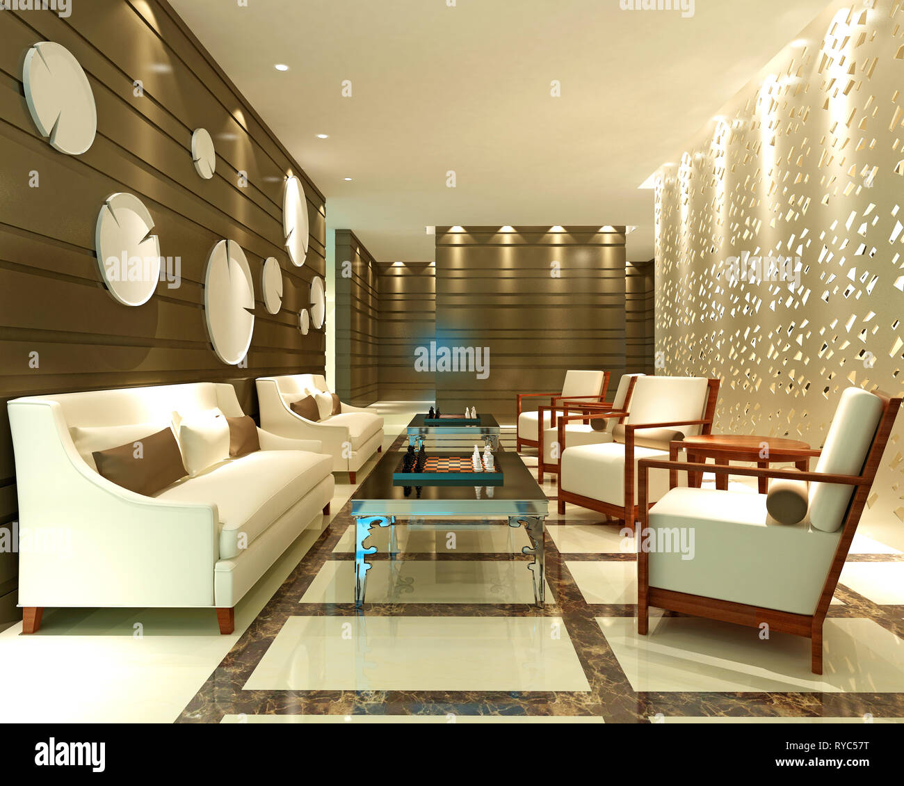 3d render hotel lobby Stock Photo - Alamy
