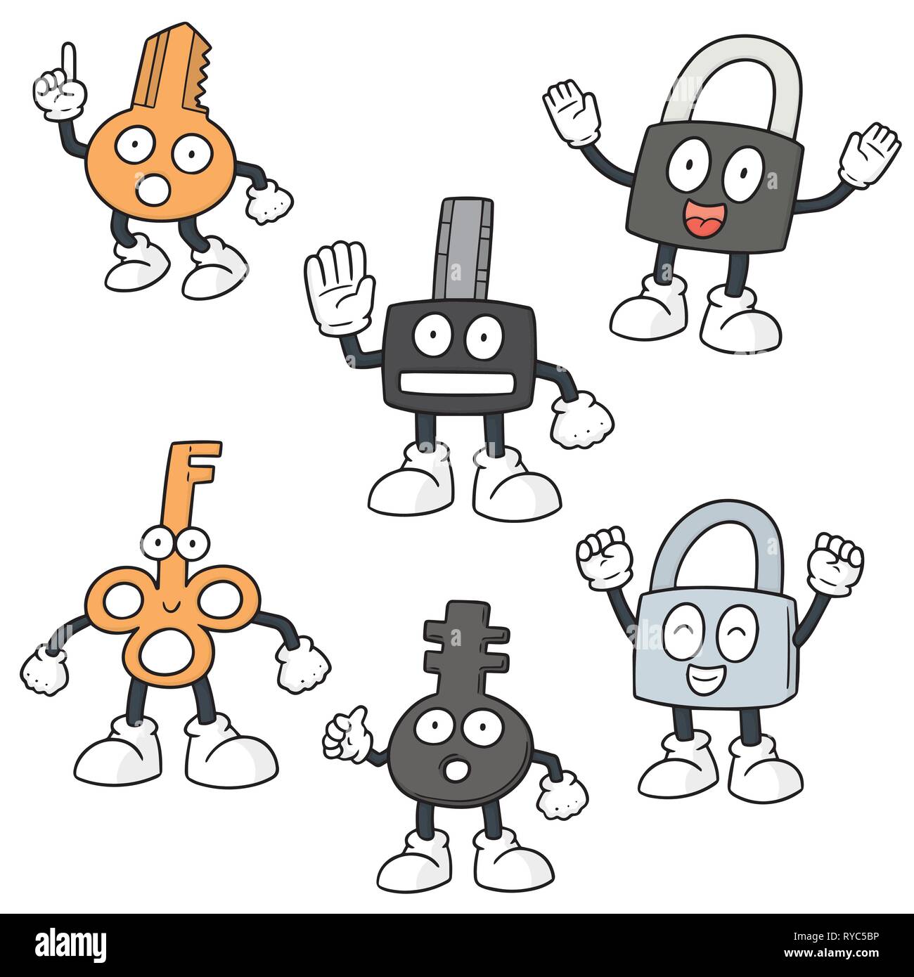 vector set of lock and key Stock Vector Image & Art - Alamy