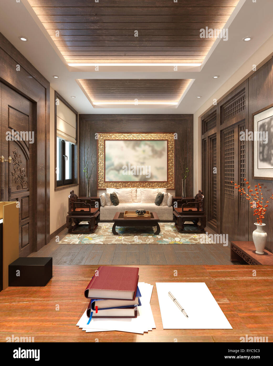 3d render working space Stock Photo - Alamy