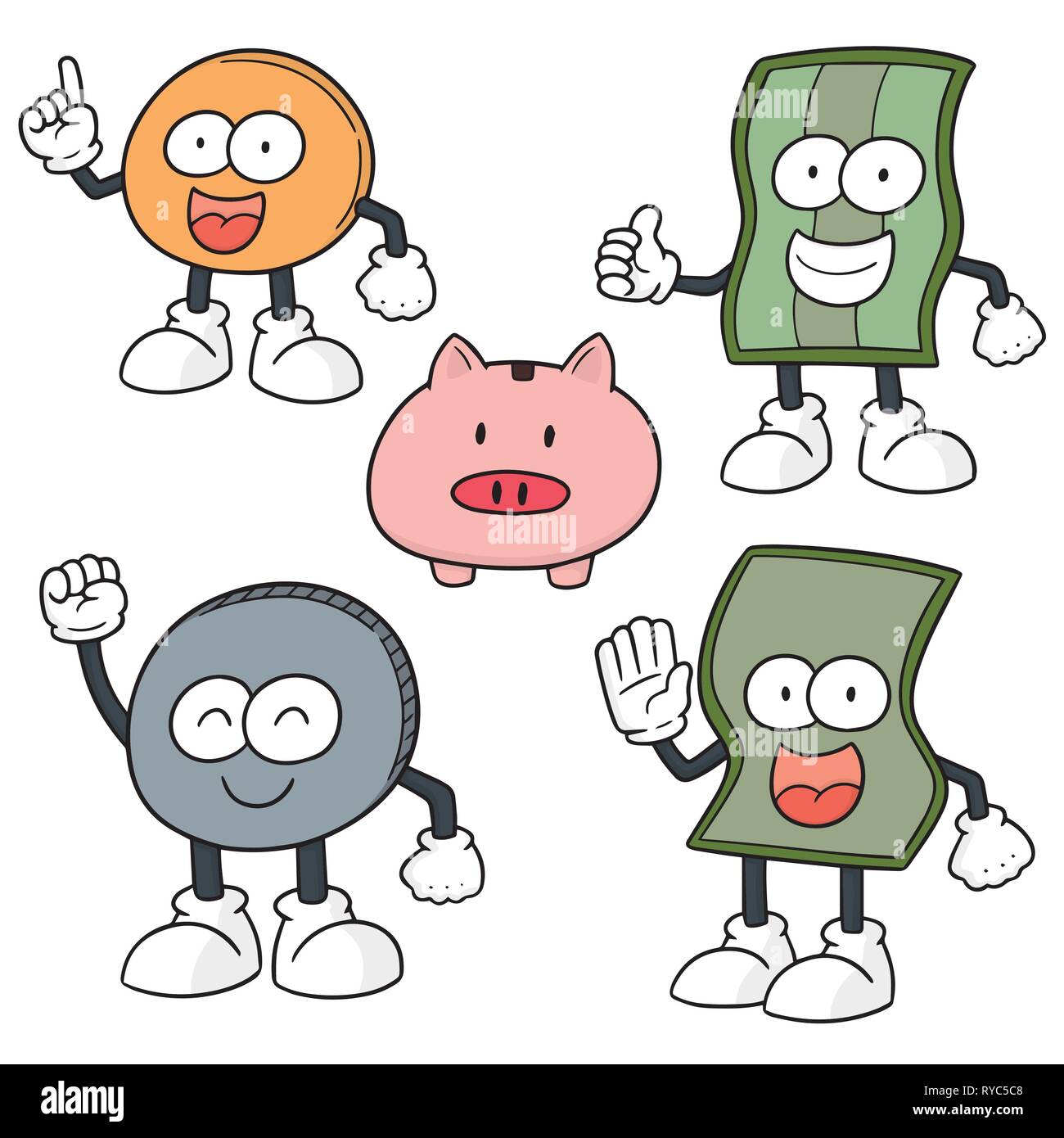 vector set of money cartoon Stock Vector Image & Art - Alamy