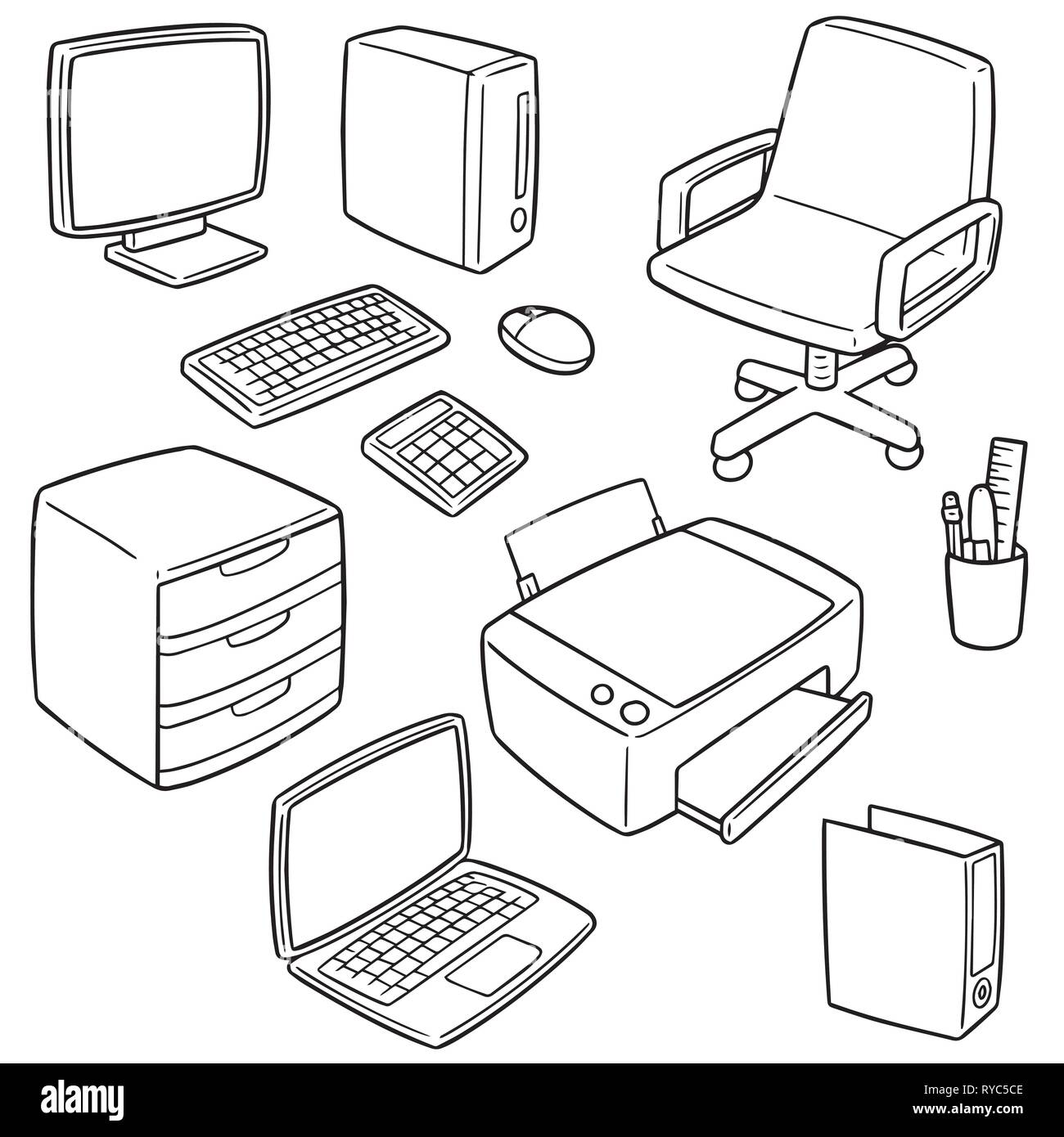 vector set of office accessories Stock Vector Image & Art - Alamy