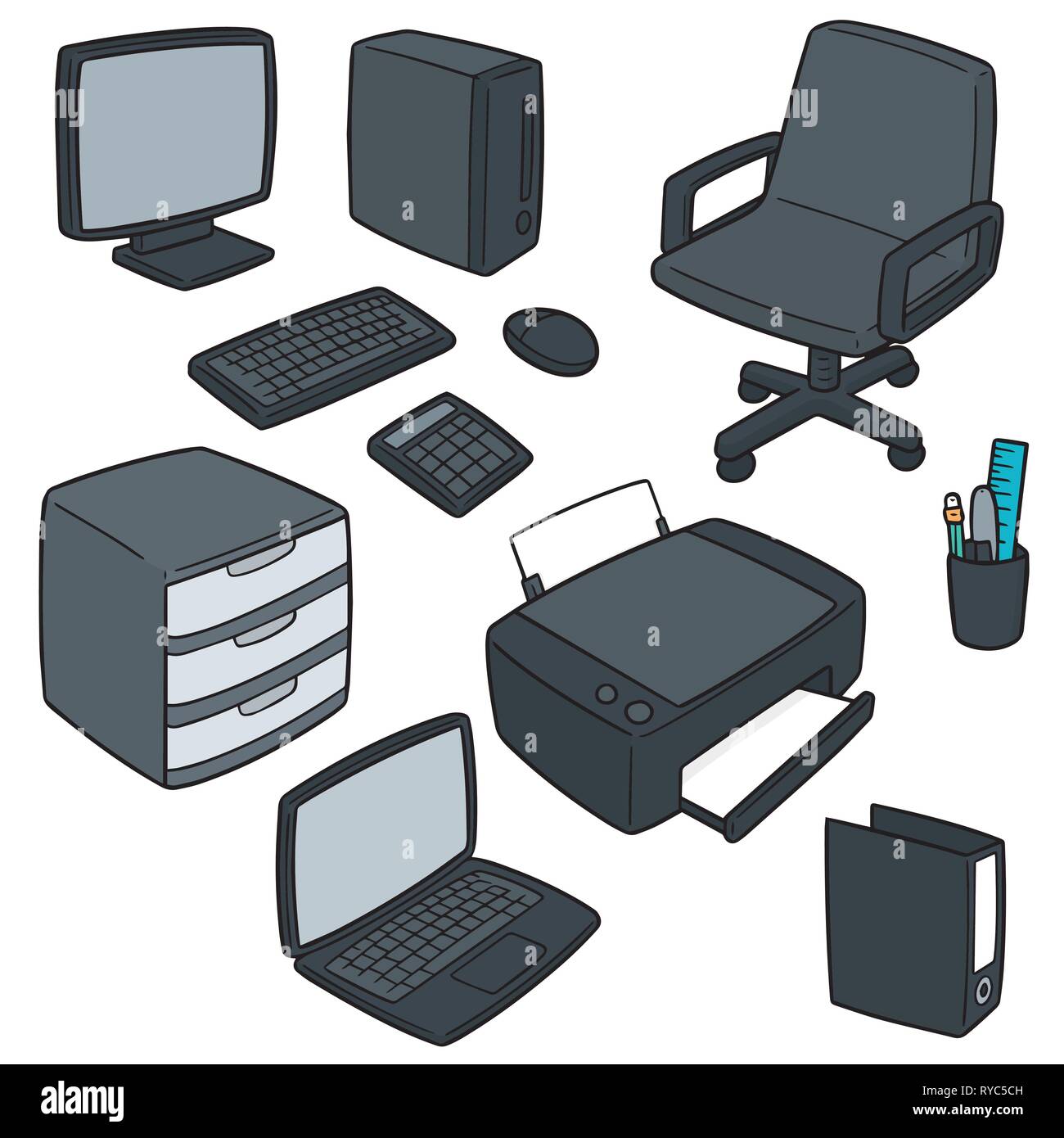 vector set of office accessories Stock Vector Image & Art - Alamy