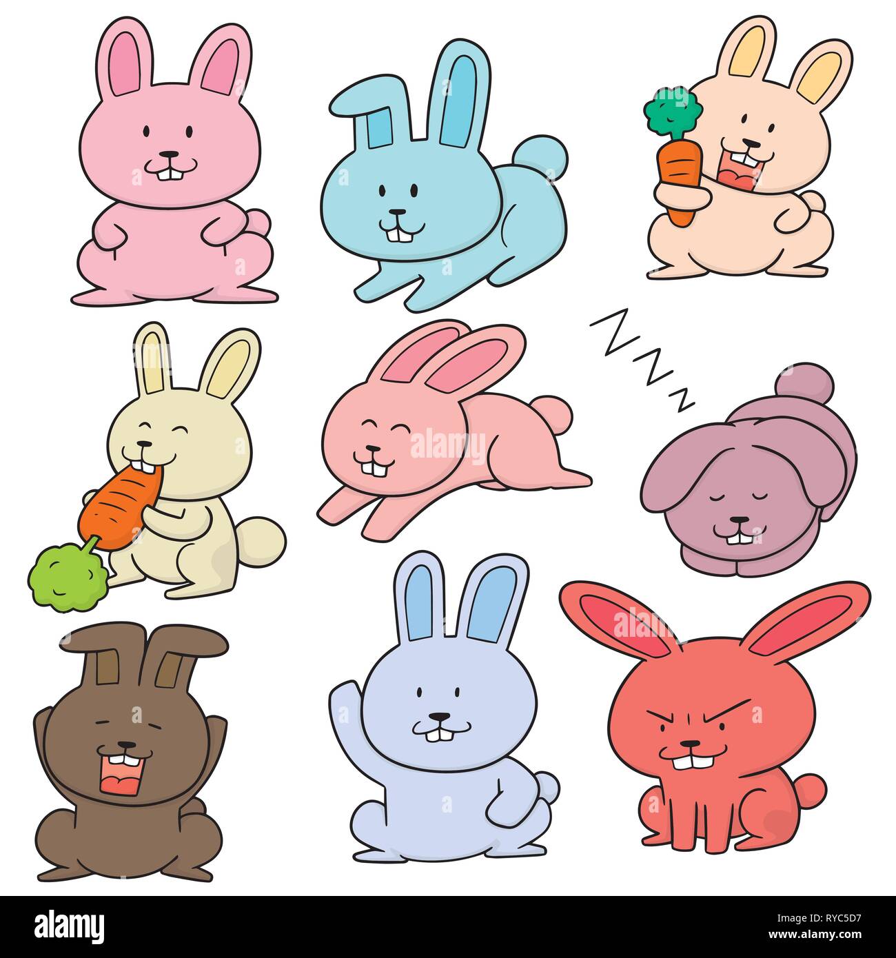 vector set of rabbit Stock Vector Image & Art - Alamy