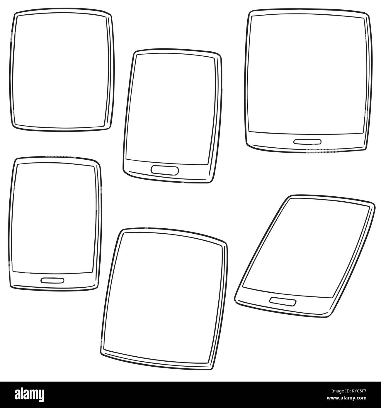 Tablet screen cartoon Black and White Stock Photos & Images - Alamy