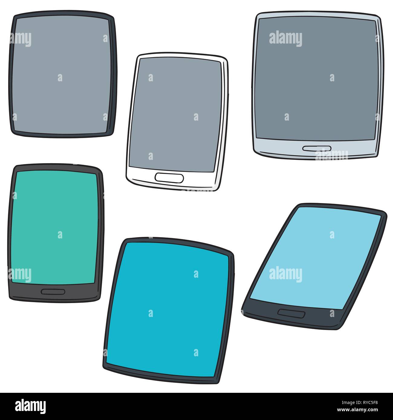 vector set of smartphone and tablet cartoon Stock Vector Image & Art ...