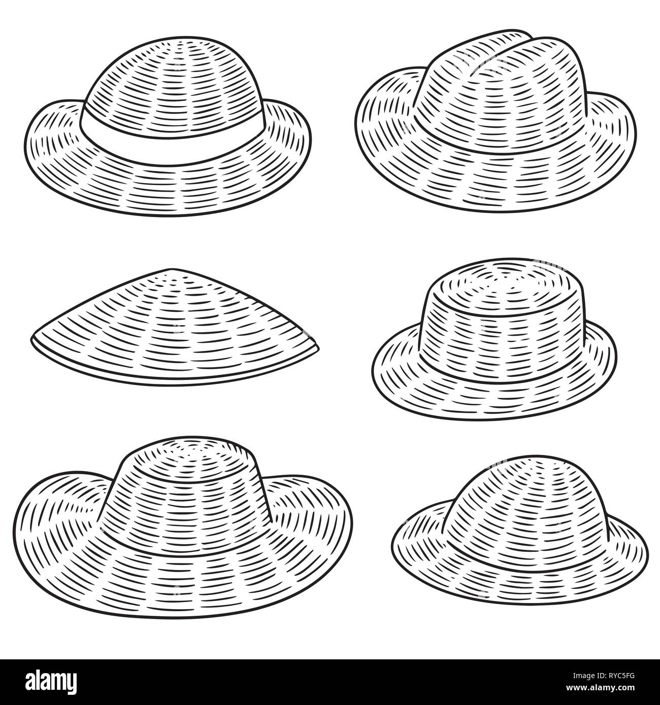 vector set of straw hat Stock Vector Image & Art - Alamy