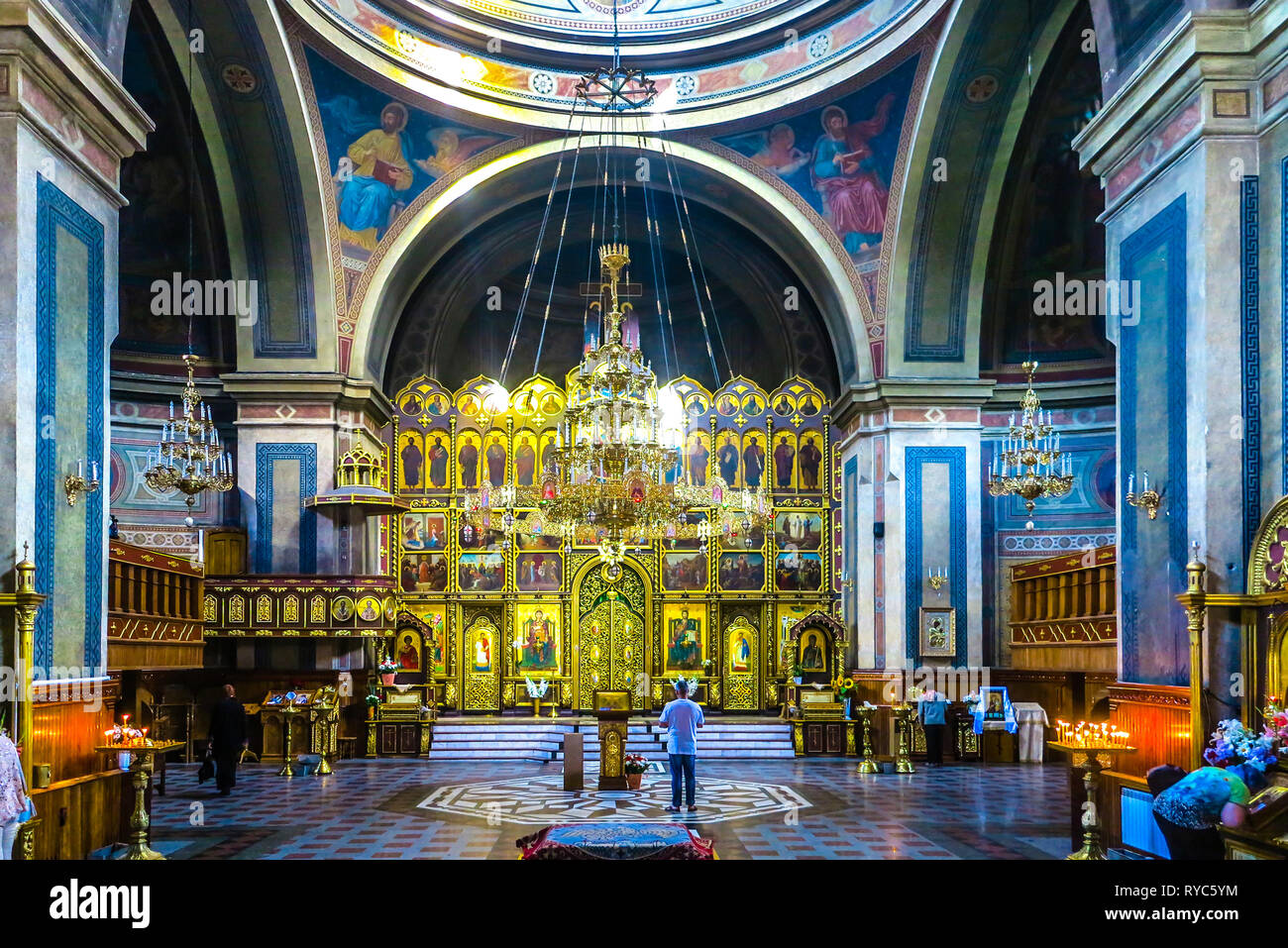 Chernivtsi Pink Colored Holy Spirit Cathedral Interior Altar Iconostasis View Stock Photo - Alamy