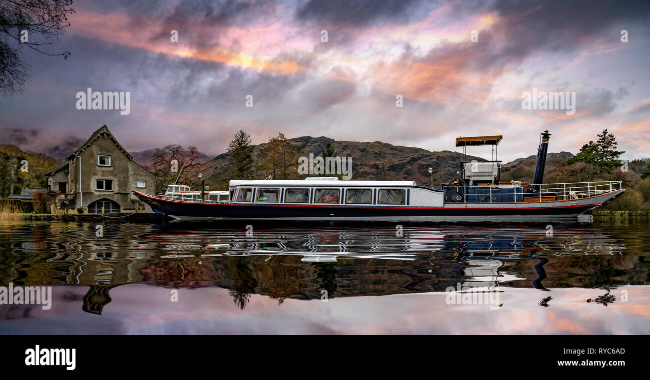 The Steam Yacht "Gondola" at Pier Cottage, Coniston Water, Cumbria ...