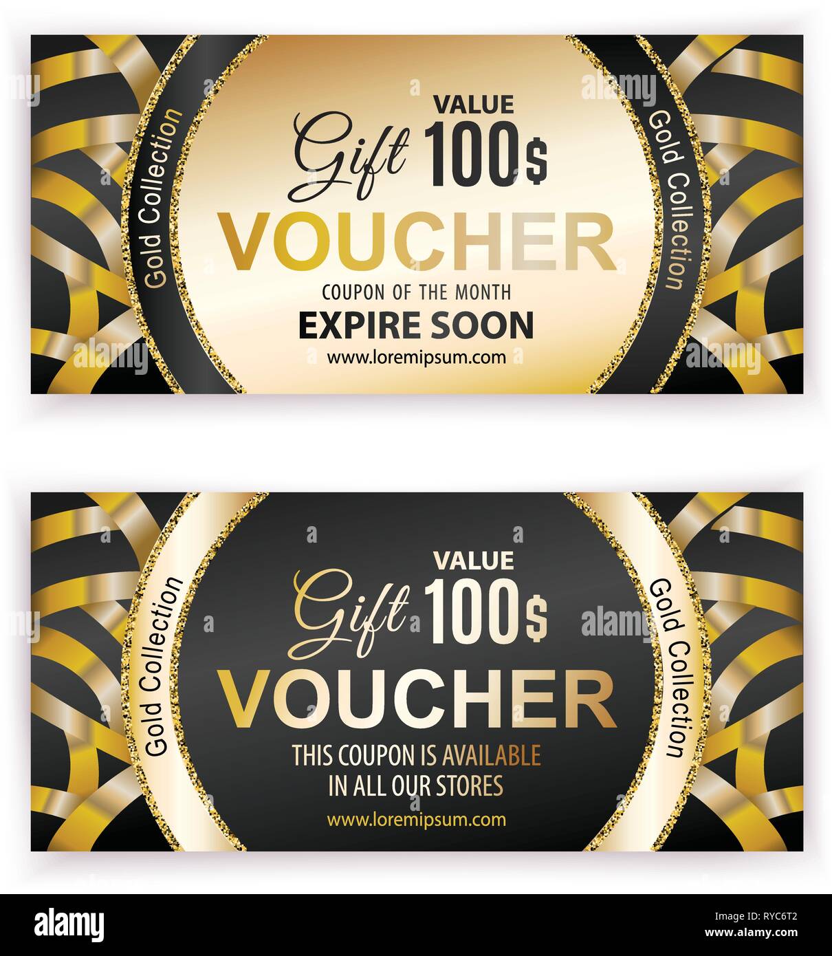 Vector gift voucher template. Universal flyer for business. luxury gold ...