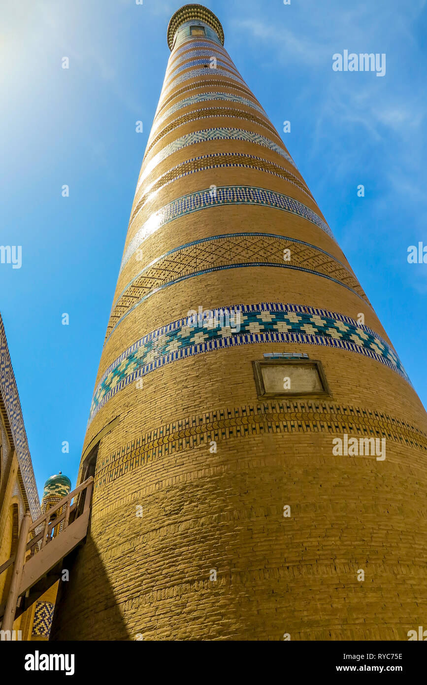 Khiva Old Town Islam Khoja Minaret Low Angle Viewpoint Stock Photo - Alamy