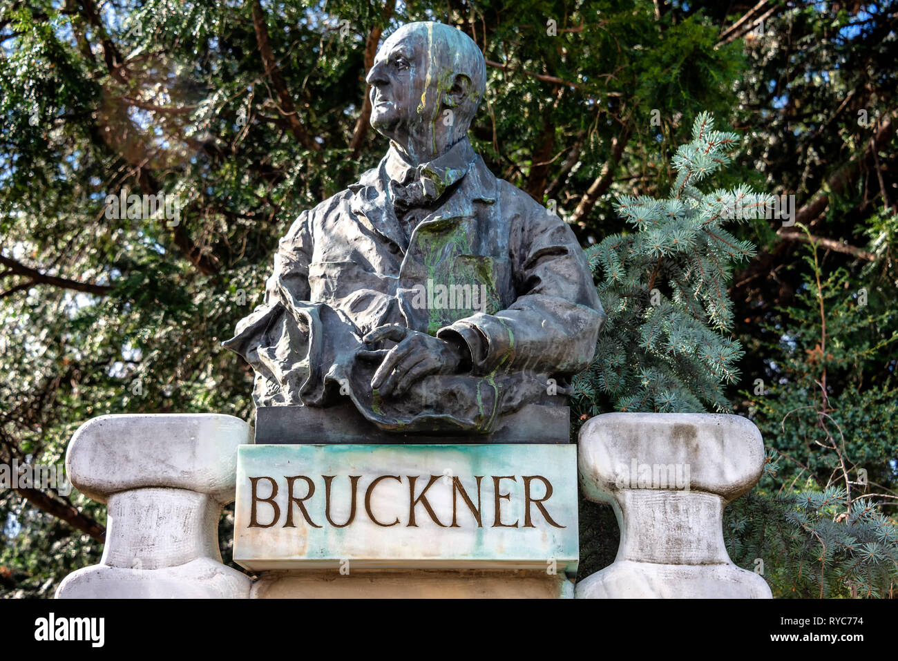 Bruckner bust in Stadtpark, Vienna. Anton Bruckner was an Austrian ...
