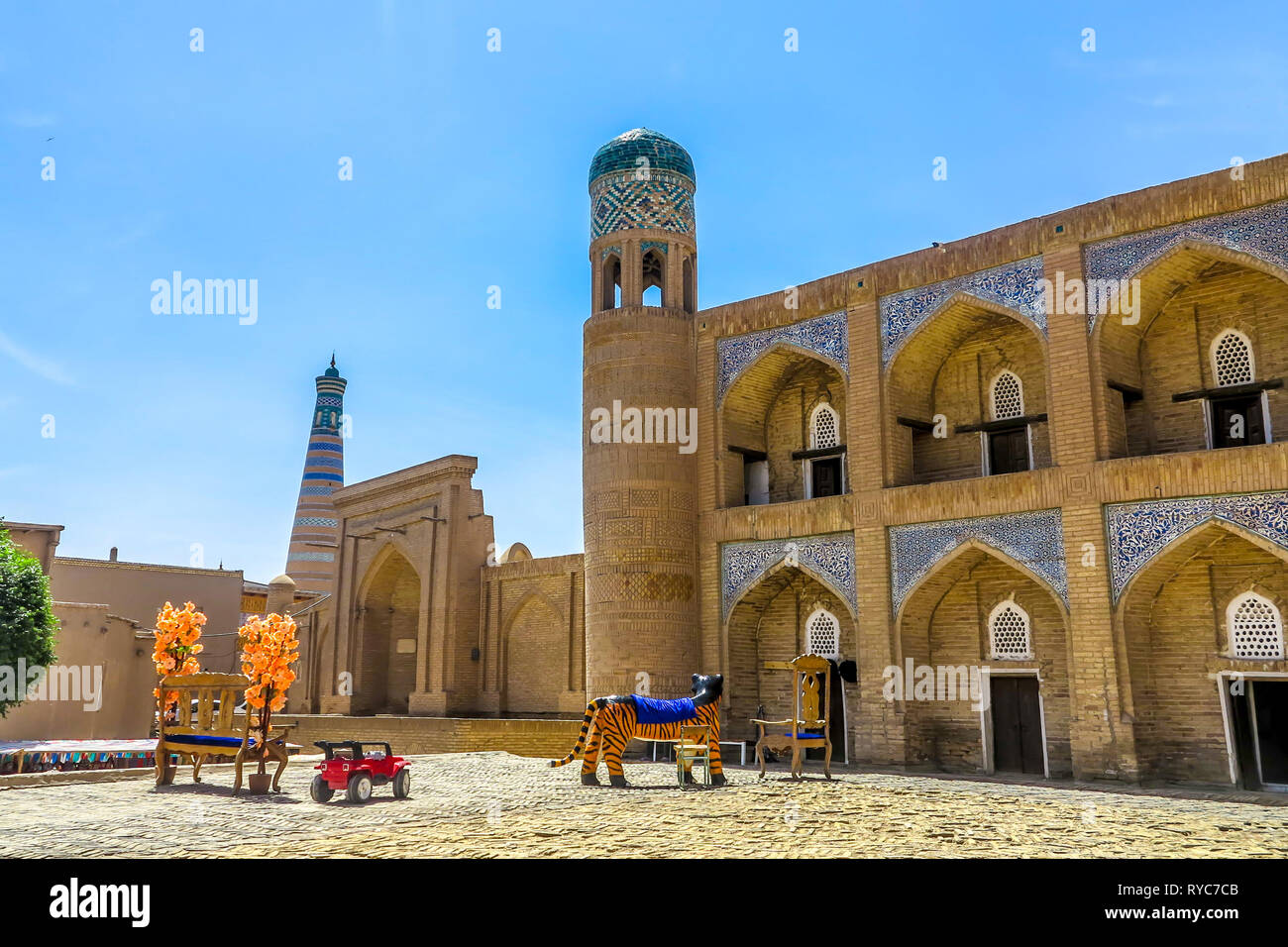Khiva Old Town Allakuli Khan Madrasa Tower Side Viewpoint with Toys for ...