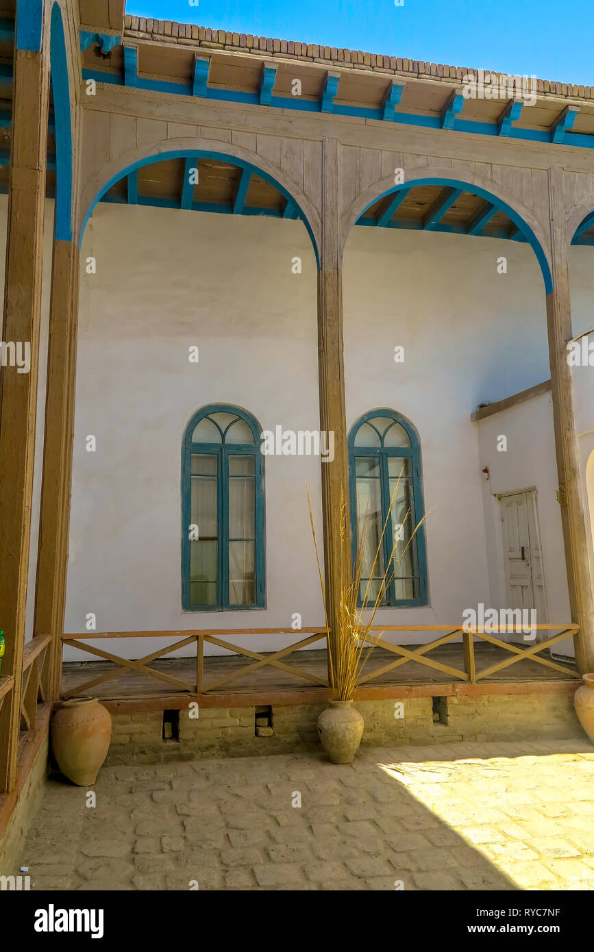 Bukhara Old City Ark Citadel Courtyard with Wooden Columns Stock Photo ...