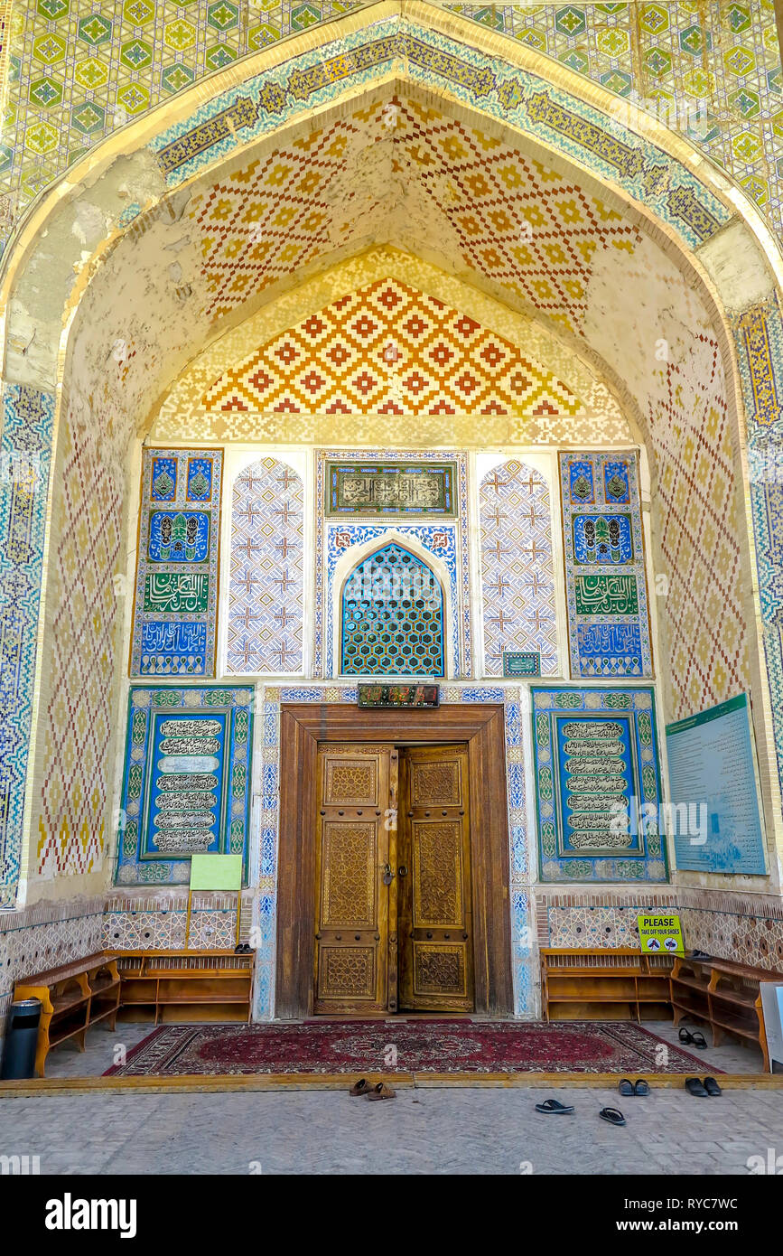 Bukhara Old City Bolo Hauz Mosque Main Gate Entrance Iwan Stock Photo ...