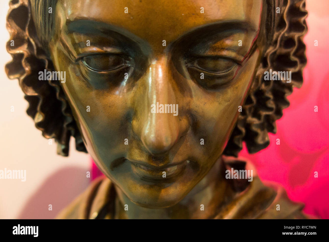 Close up of bronze bust / statue / sculpture of Florence Nightingale ...