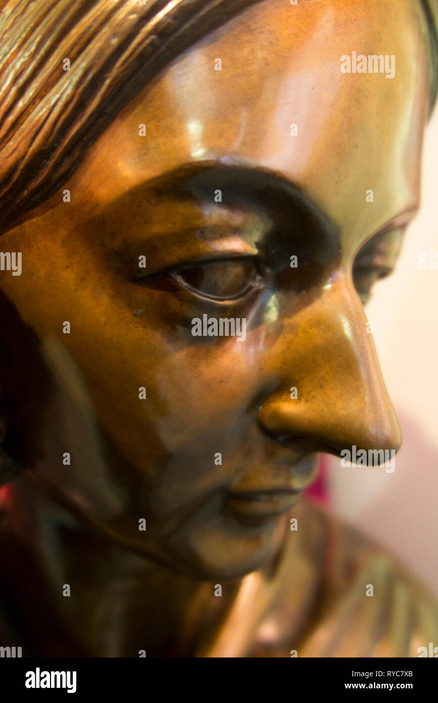 Close up of bronze bust / statue / sculpture of Florence Nightingale ...