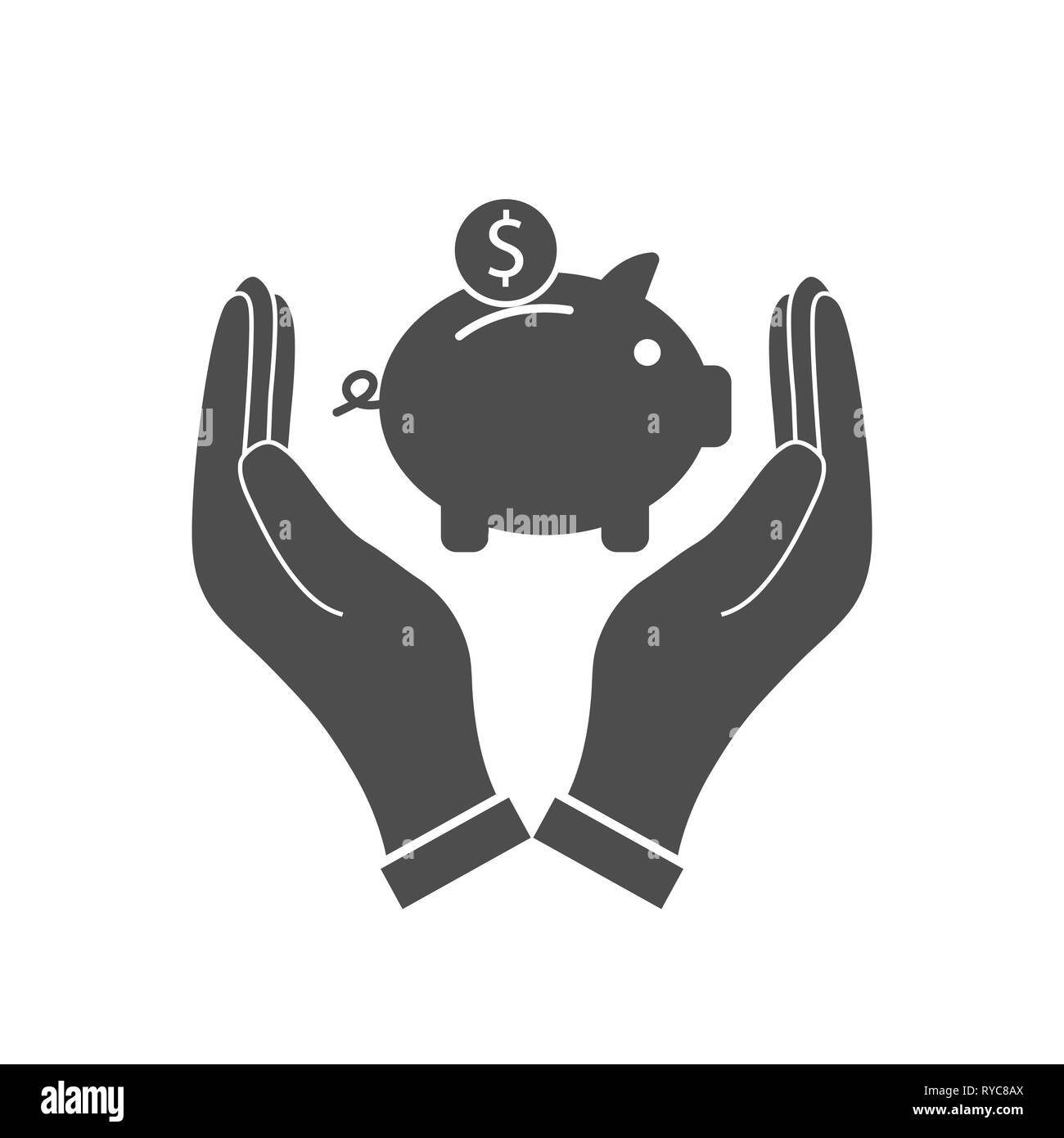 Money, pig, saving hand icon Vector illustration Stock Vector Image ...