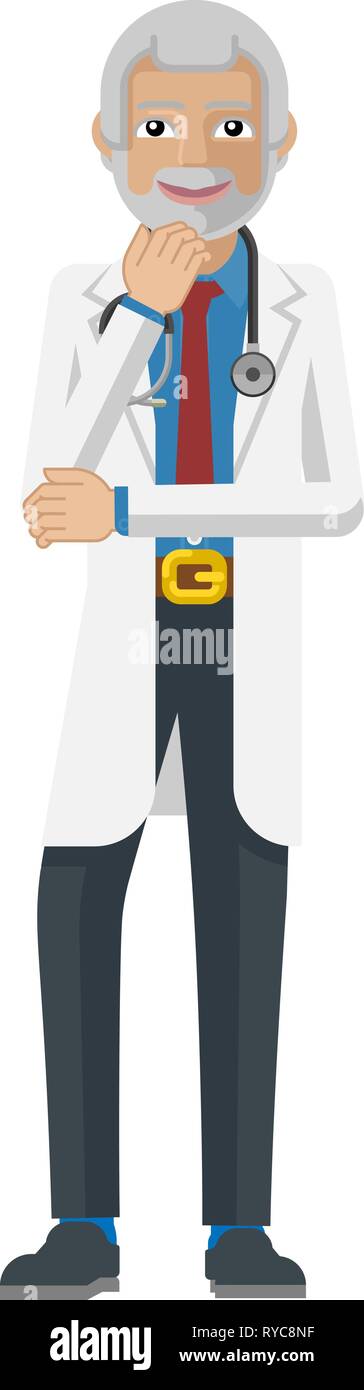 Mature Doctor Infographic Cartoon Character Mascot Stock Vector Image ...