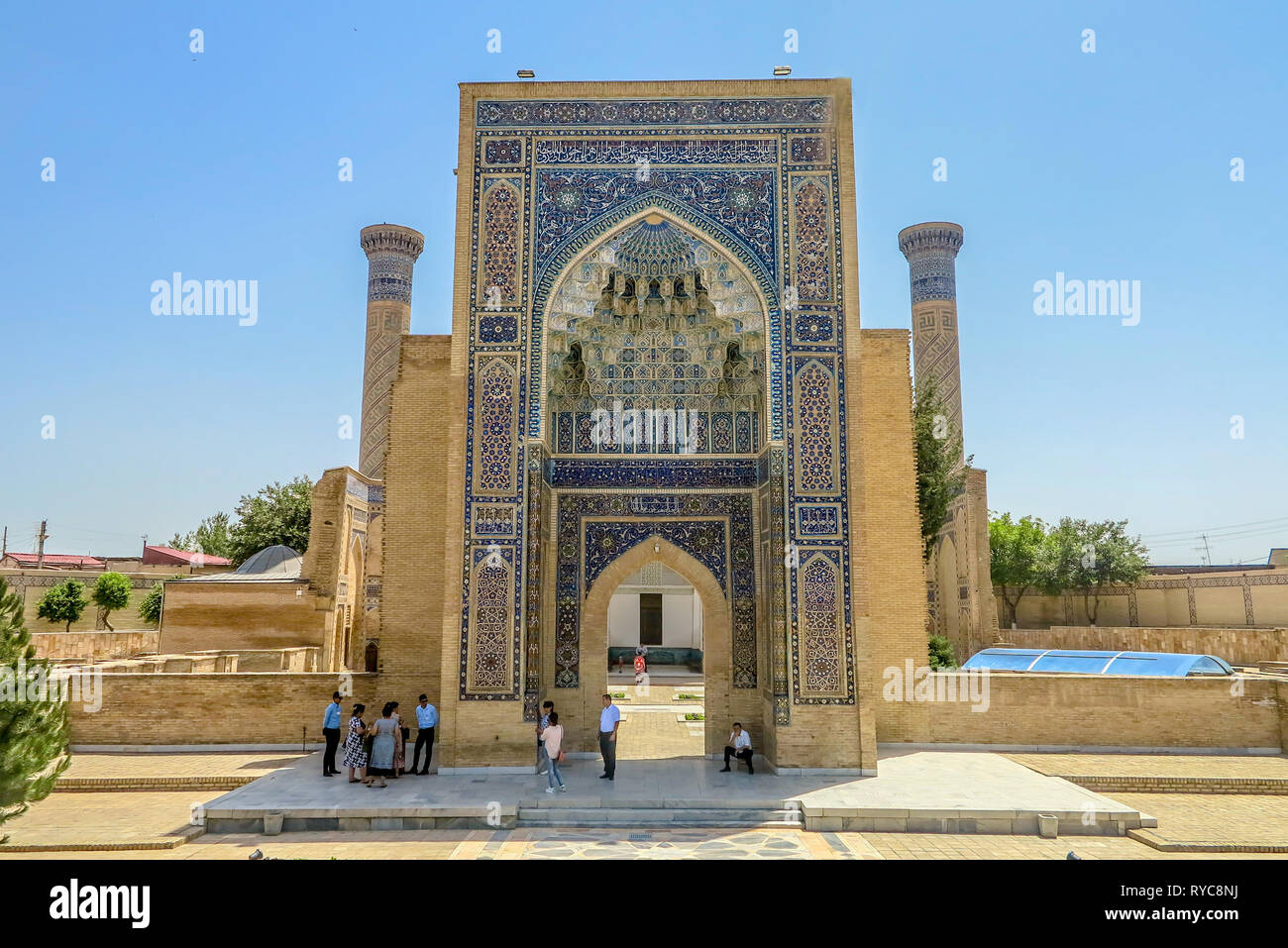 Samarkand Gur-e Amir Complex Mausoleum Main Gate Entrance View Iwan ...