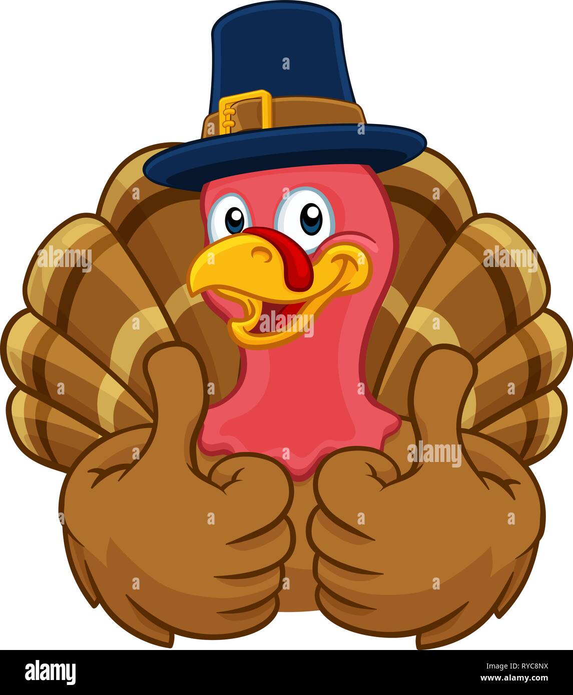 Turkey Pilgrim Hat Thanksgiving Cartoon Character Stock Vector Image ...