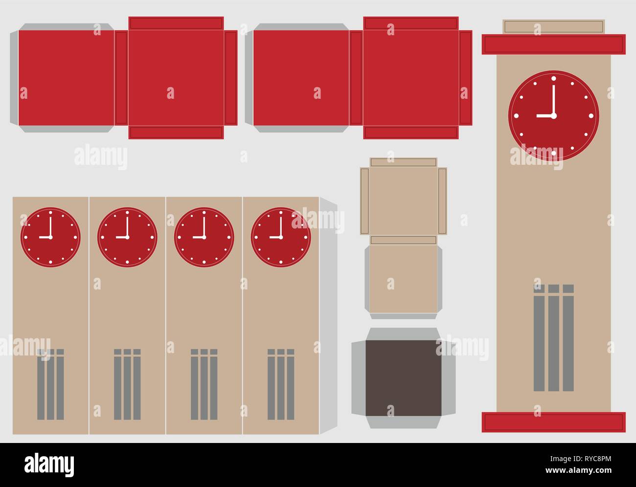 Clock tower paper Model vector and illustration cut and glue Stock ...