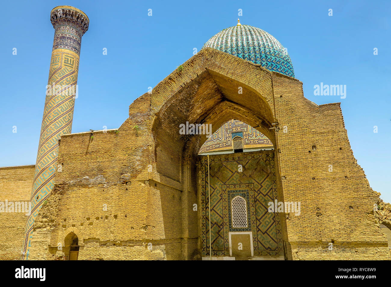 Samarkand Gur-e Amir Complex Mausoleum Ruined Arched Bow Gate with ...