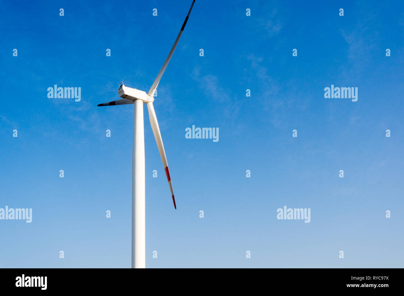 White modern windmill with three blades in Rajasthan Stock Photo - Alamy