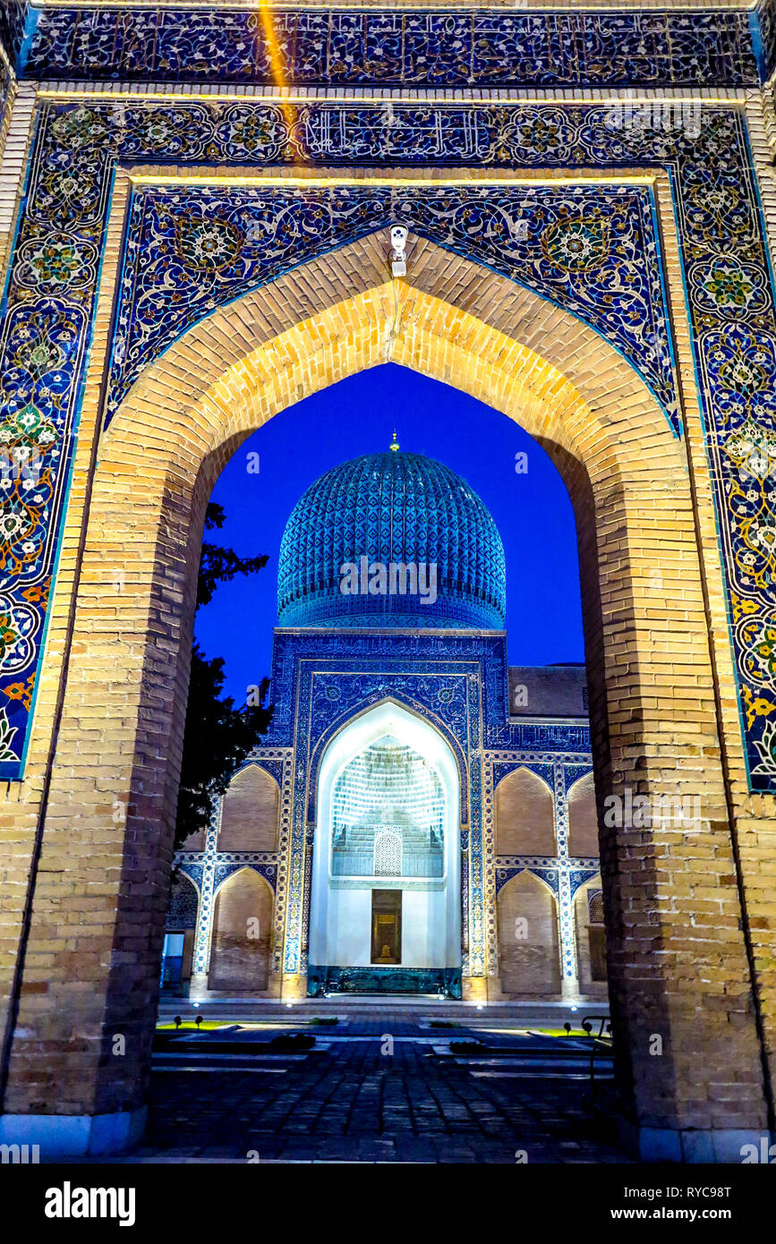 Samarkand Gur-e Amir Complex Mausoleum Main Gate Entrance View Iwan ...