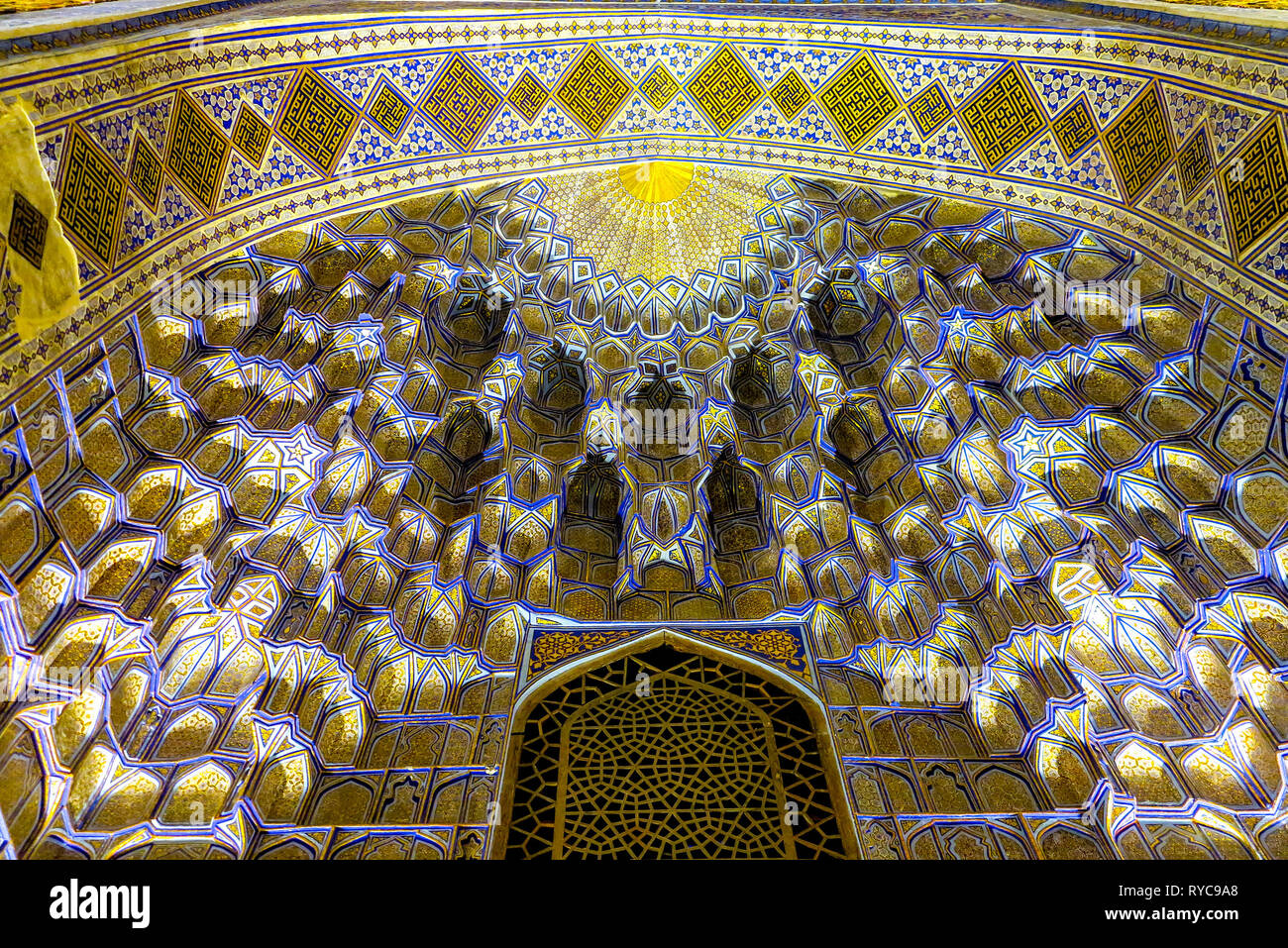 Samarkand Gur-e Amir Complex Mausoleum Illuminated Muqarna Honeycomb ...