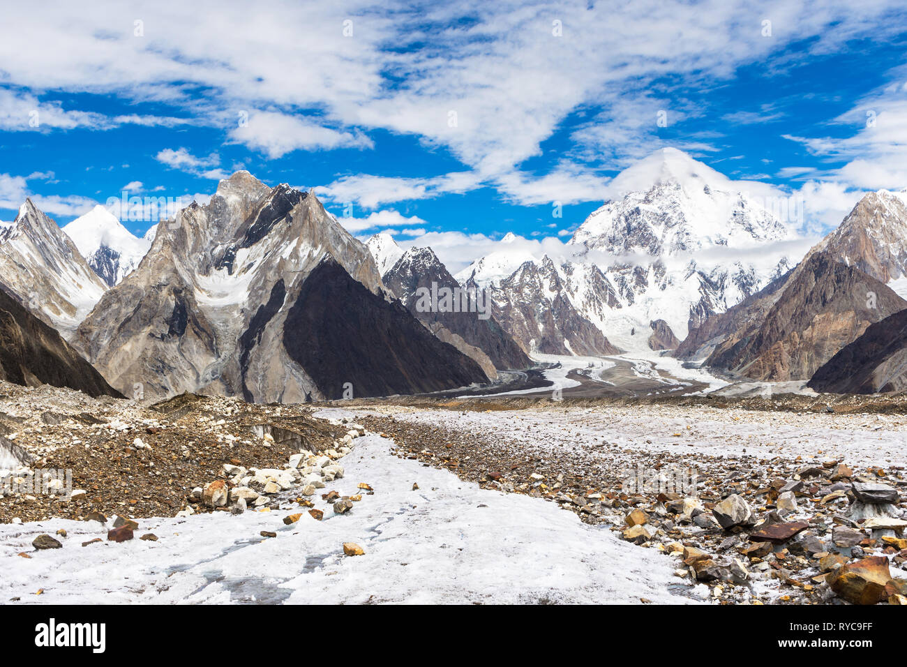 Vigne glacier with Marble peak, K2 mountain and Godwin-Austin glacier ...