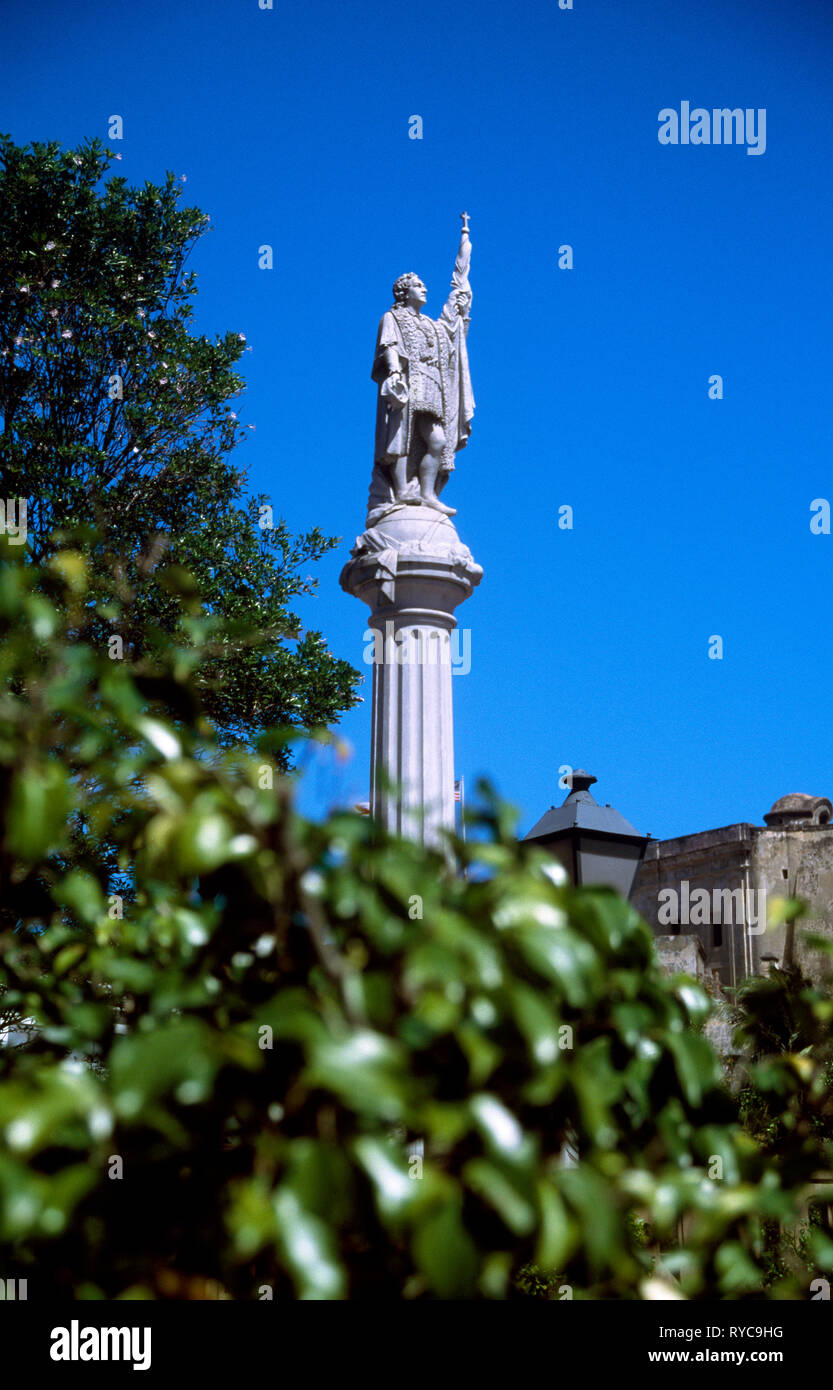 Statue of Christopher Columbus, Plaza Colon, Old San Juan, Puerto Rico ...
