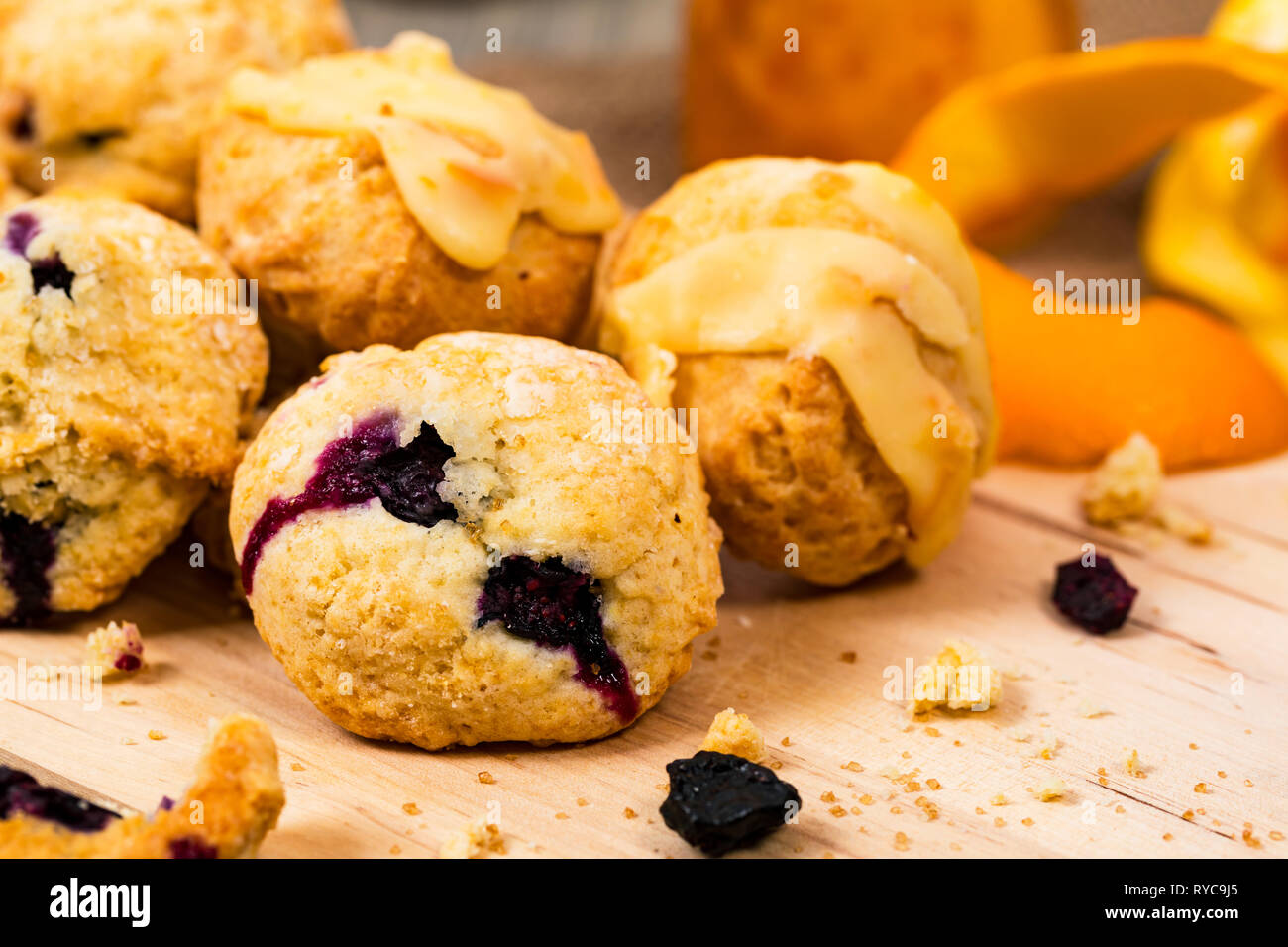 Mini Scones Variety. Orange and Blueberry Mini Scone Cookies Stock ...