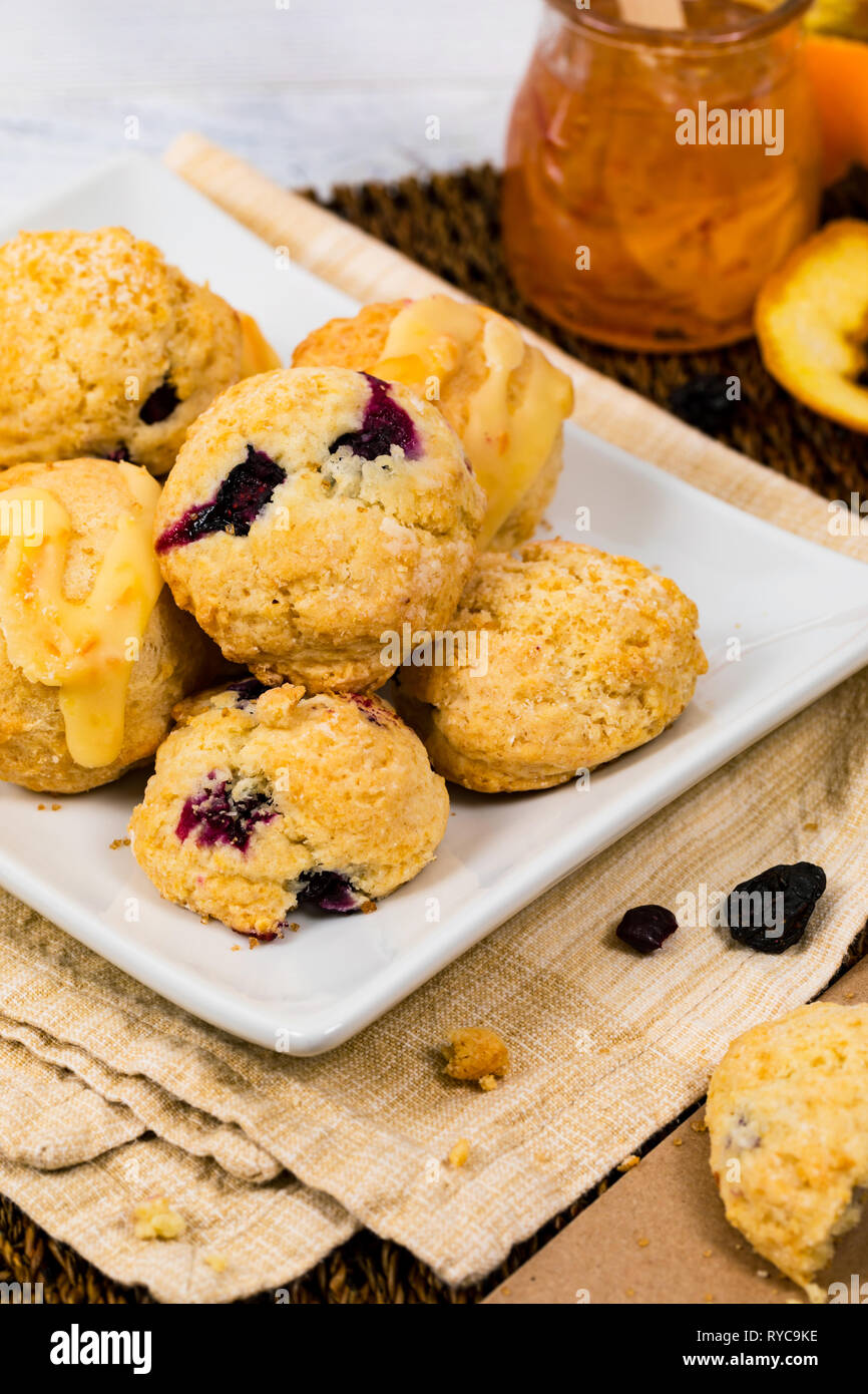 Mini Scones Variety. Orange and Blueberry Mini Scone Cookies Stock ...