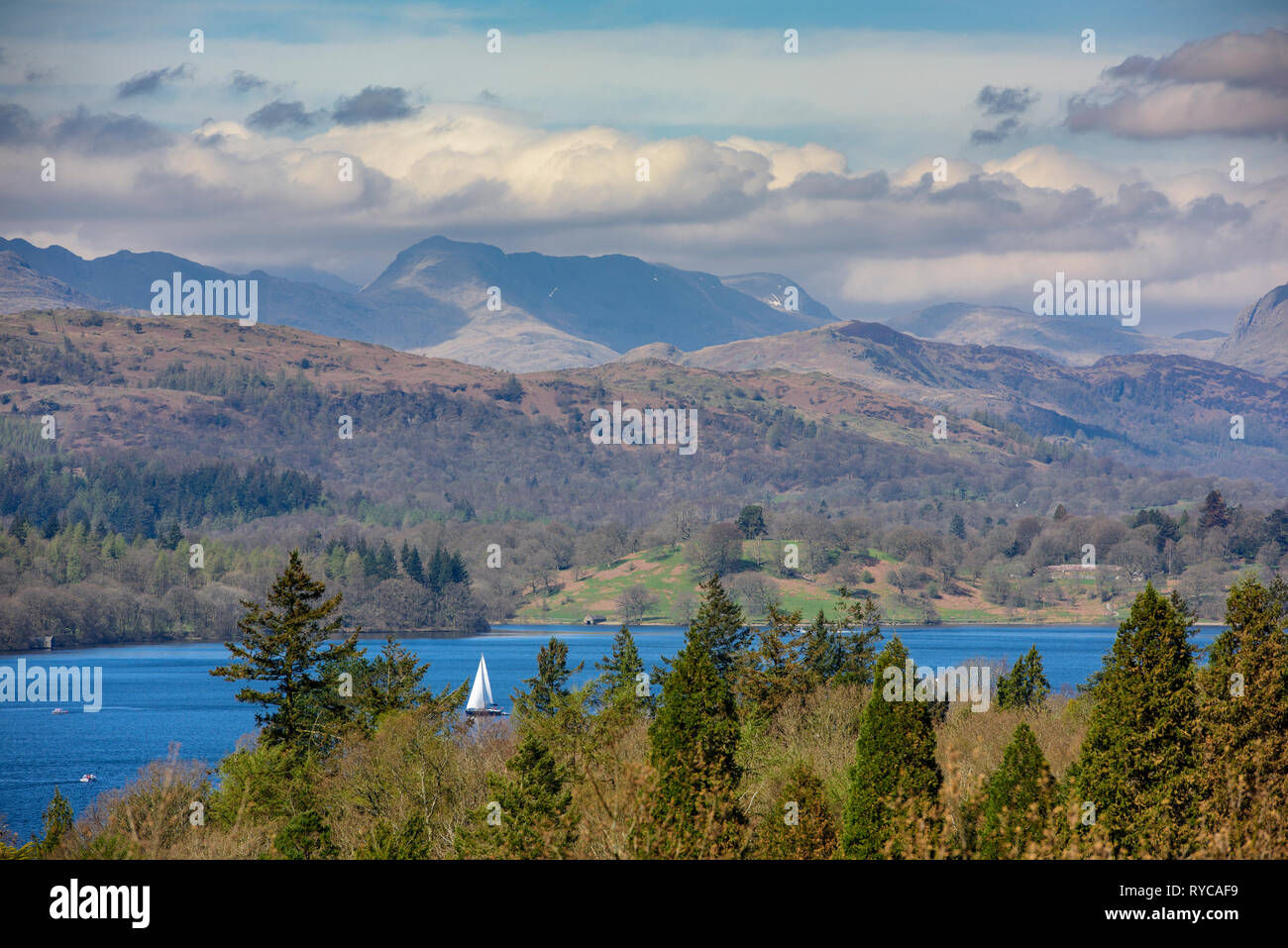 View of Lake Windermere from Queen Adelaid's Hill, Windermere, Cumbria ...